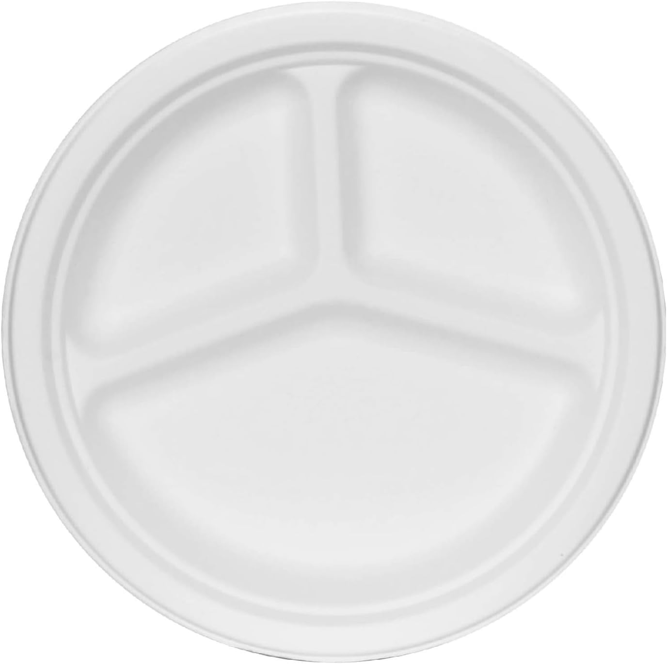 9 inch 3-Compartment Round Plates, Tree-Less Compostable Molded Fiber ...