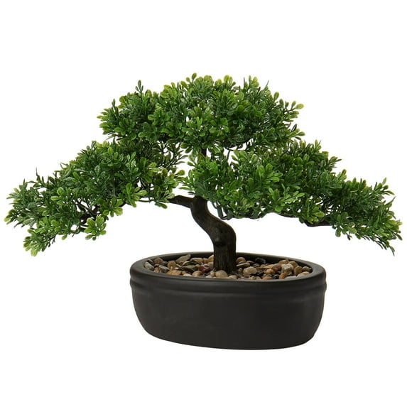 GnFlus 9 inch Artificial Bonsai Tree Juniper Faux Plants Indoor Small ...