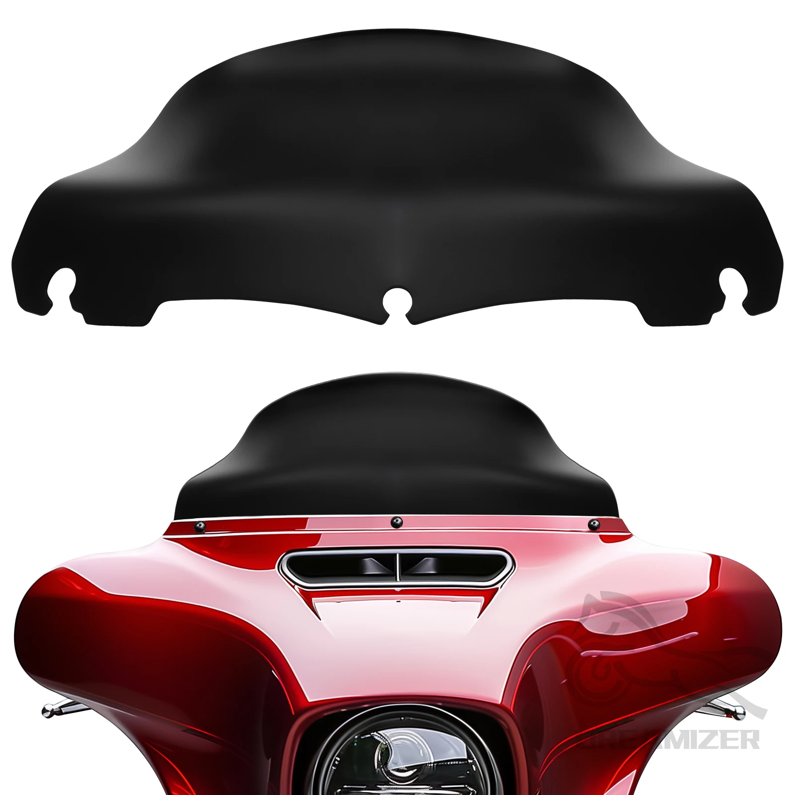 9 inch Black Wave Windshield Windscreen for Harley Electra Touring ...