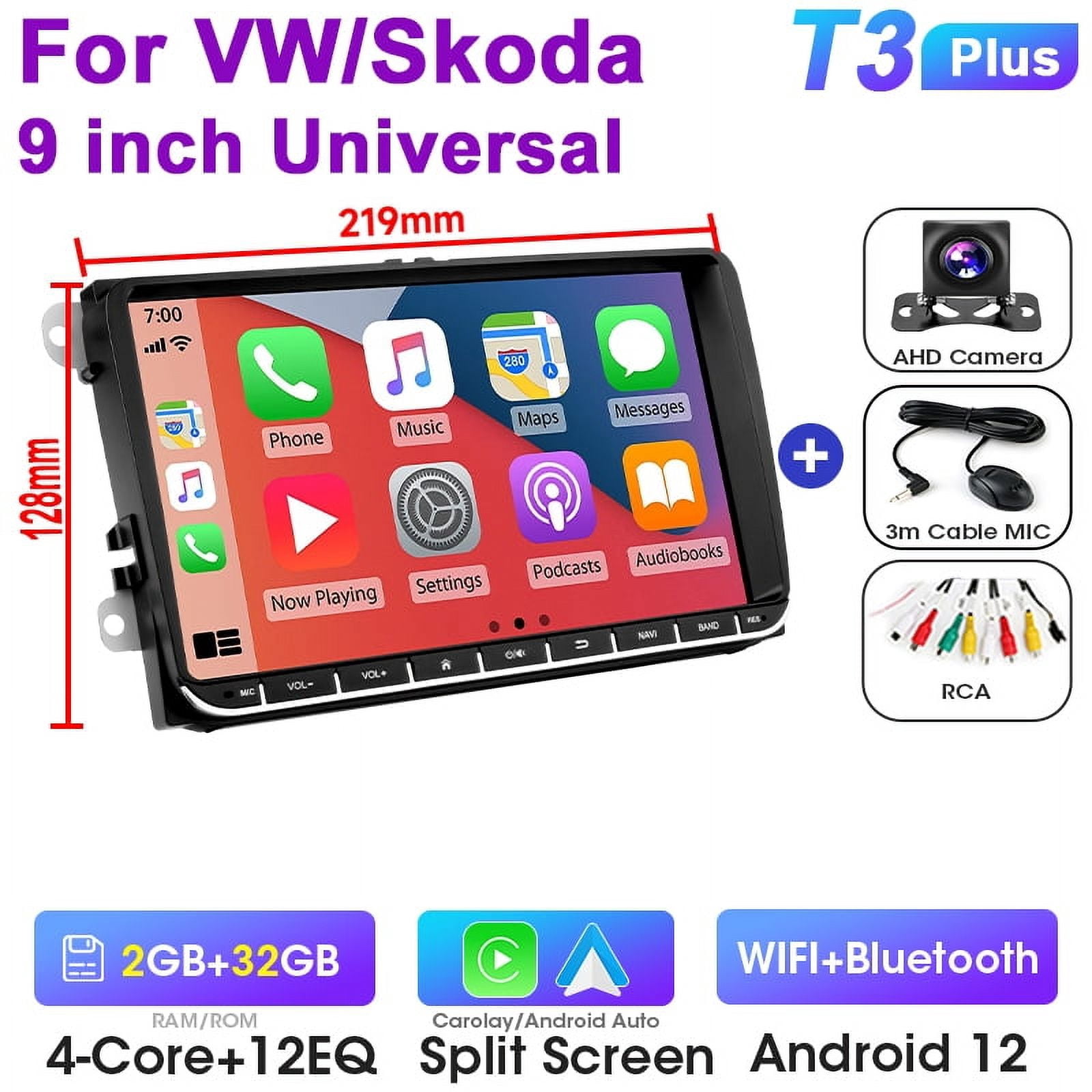 9 inch Car Radio Android 12 For VW Volkswagen Skoda Octavia Golf Passat ...