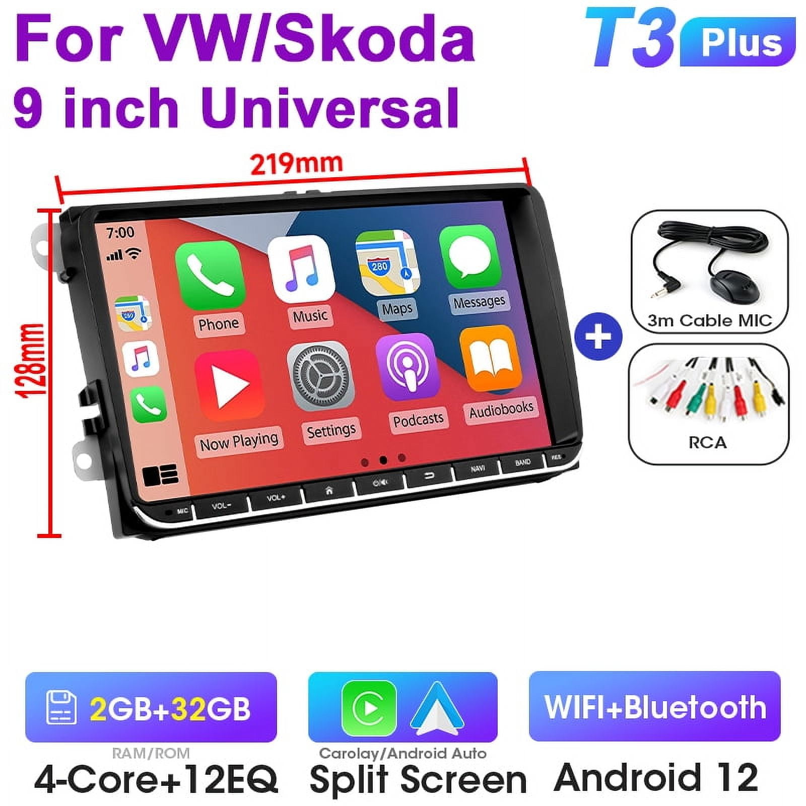 9 inch Car Radio Android 12 For VW Volkswagen Skoda Octavia Golf Passat ...