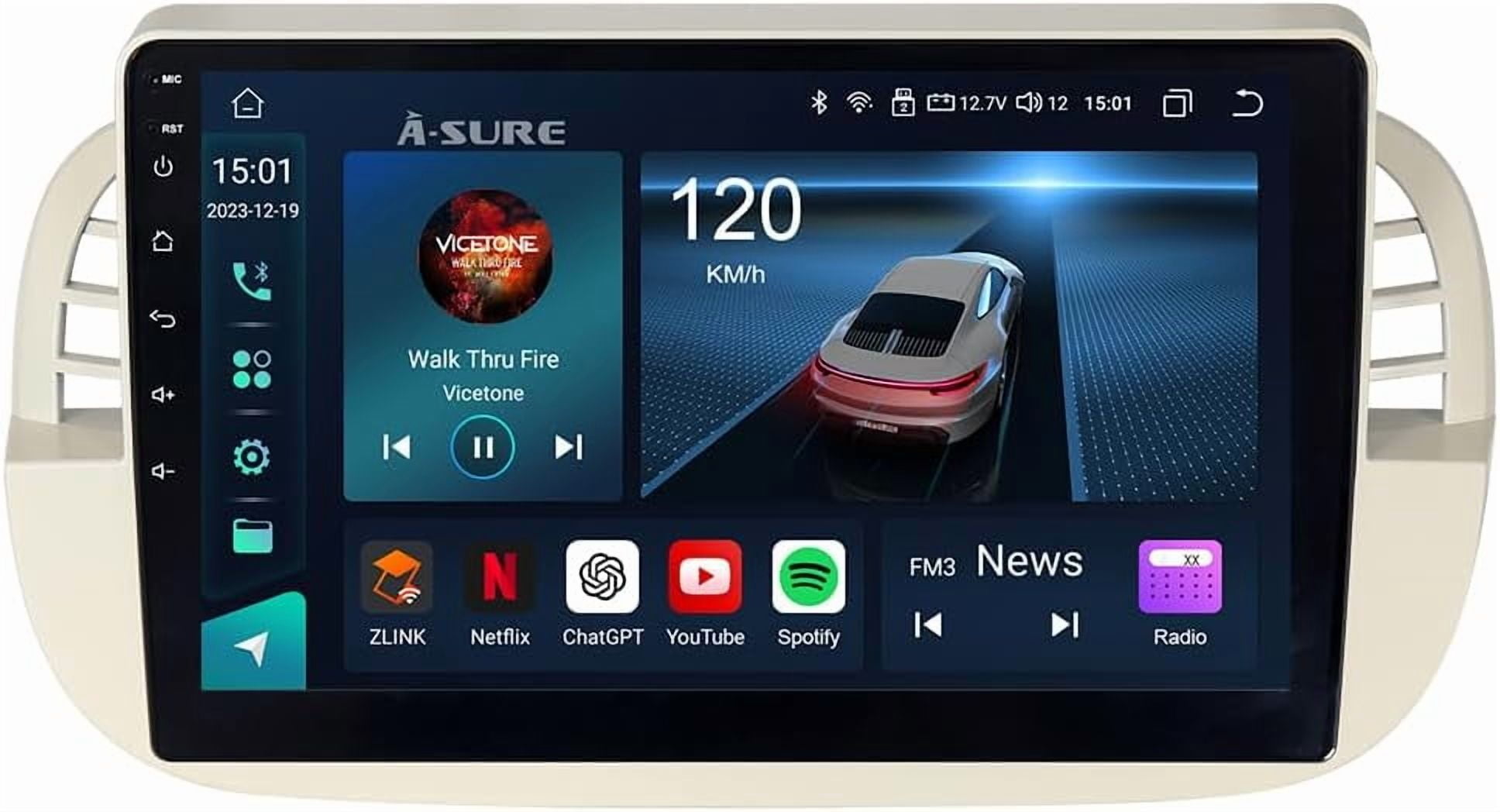 9 inch Car Stereo Radio Upgrade for Fiat 500 500C 2010-2015 White,8Core ...