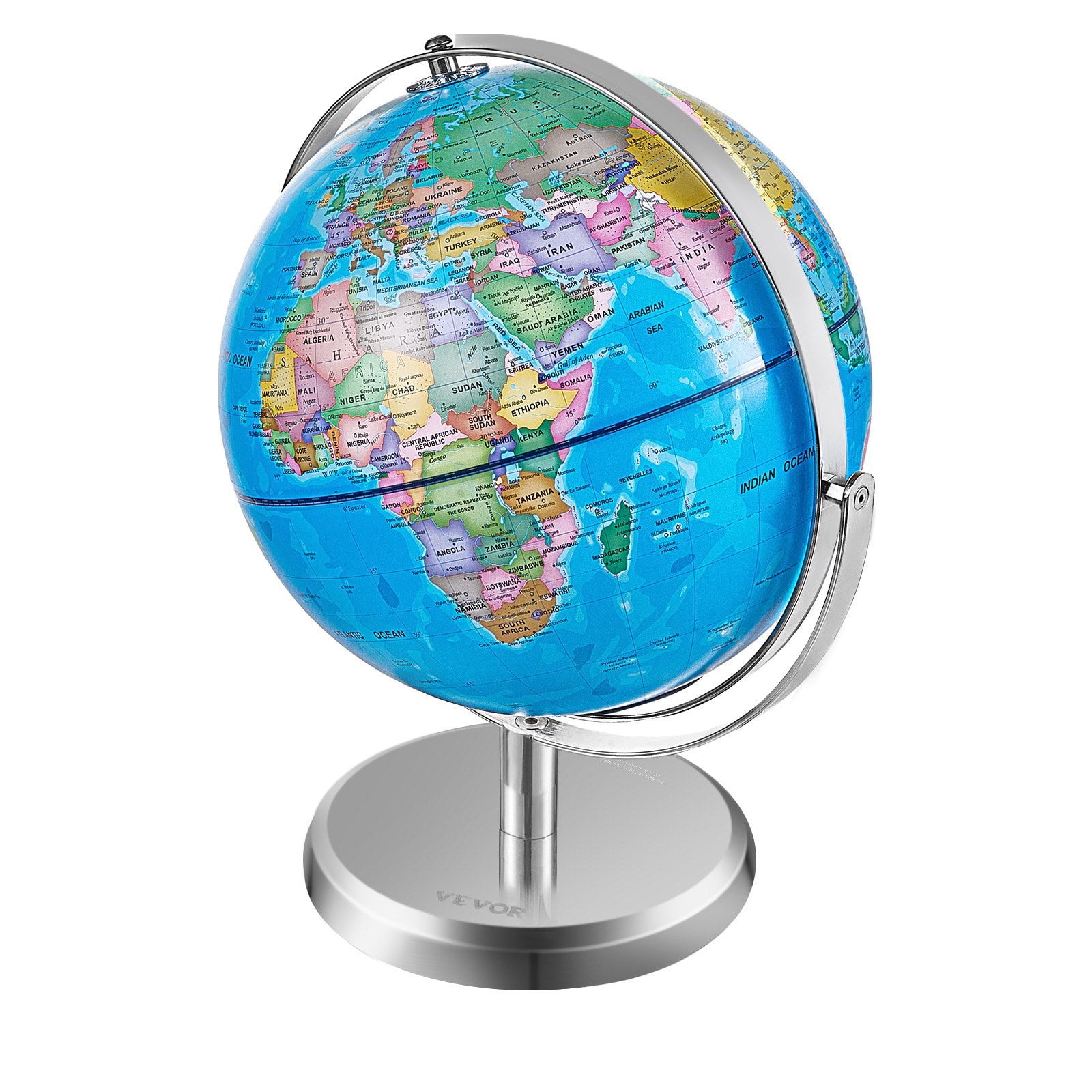 9-inch Illuminated World Globe with LED Night Light, HD Educational ...