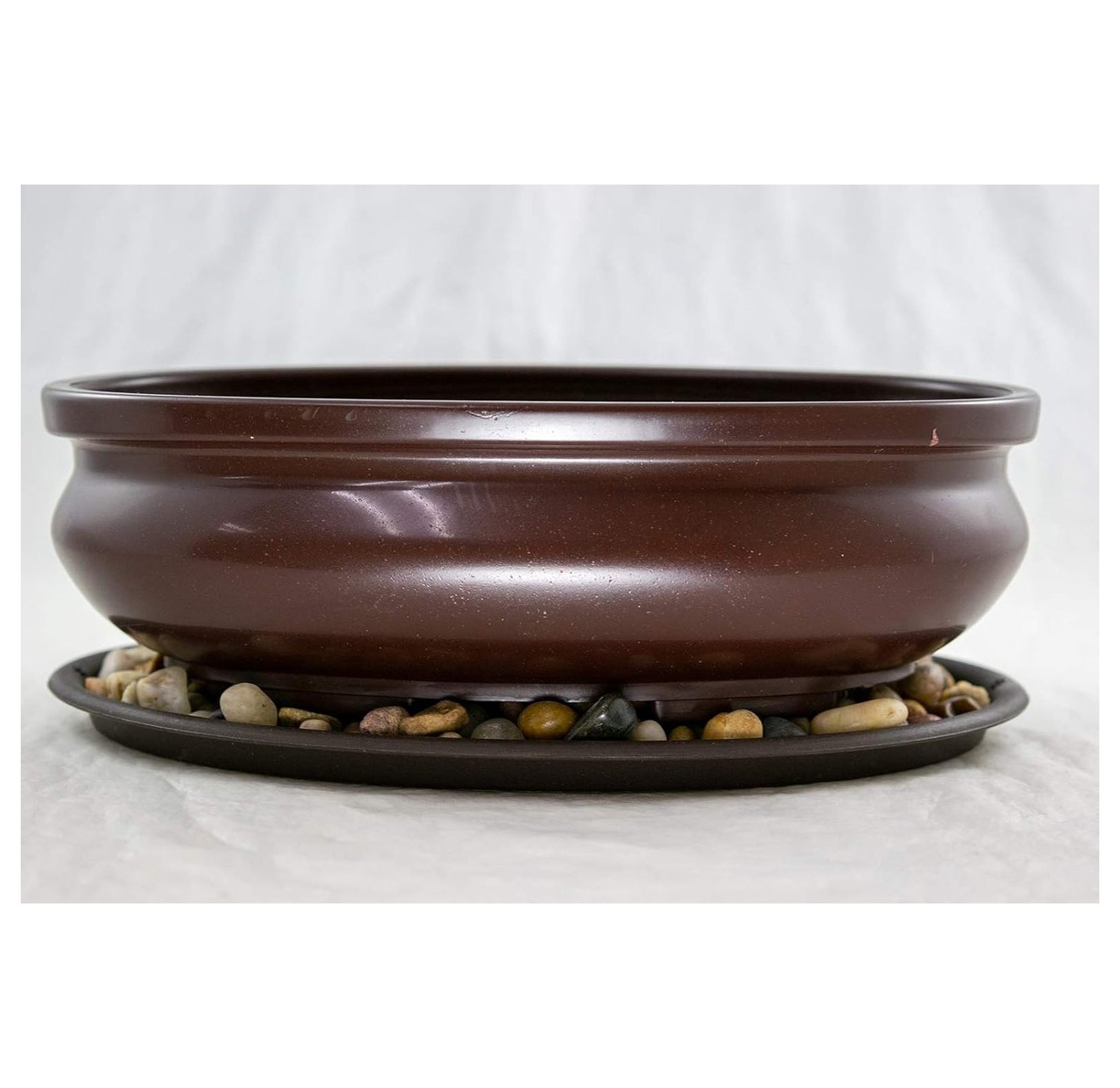 9 inch Oval Heavy Duty Plastic / Pot + Tray + Rock + Mesh Combo ...