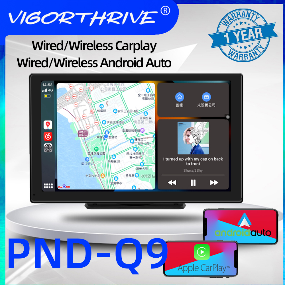 9-inch Portable Wireless Apple Android Auto MP5 Carplay Car Display GPS ...