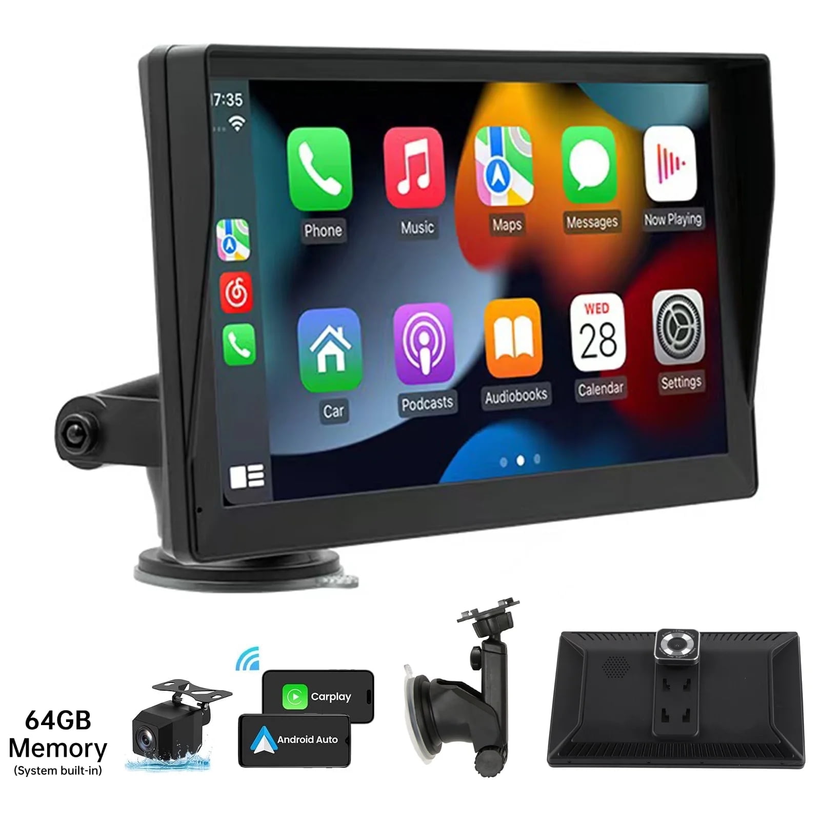 9 inch Portable Wireless Carplay Screen for Car & Android Auto Touchscreen with Mirror Link ...