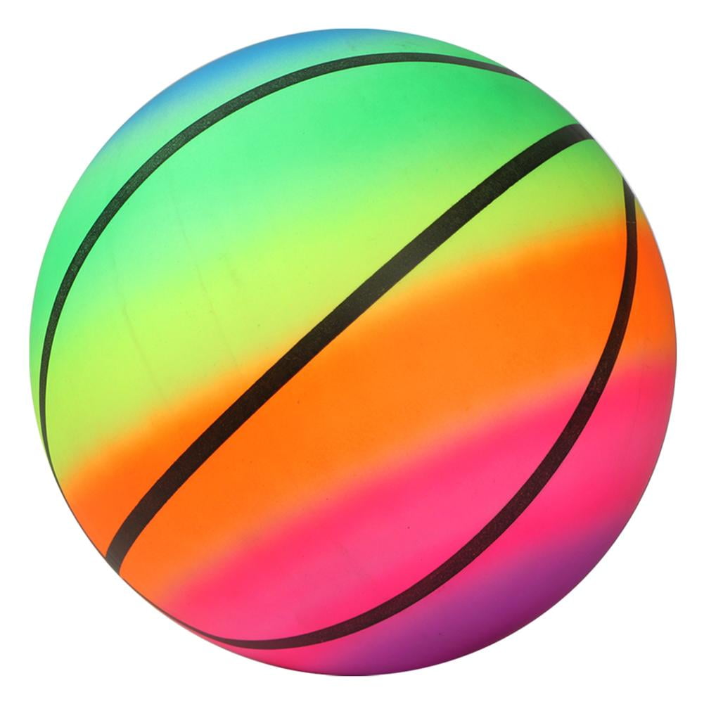 9-inch Printed Football Basketball Rainbow Ball Color Iatable Leather ...