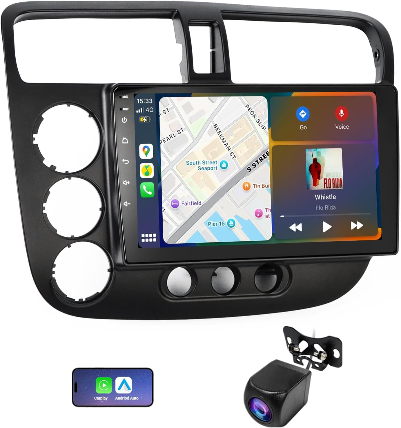 9 inch Touch Screen Stereo Radio for Civic 2001-2005 with & , Built-in ...