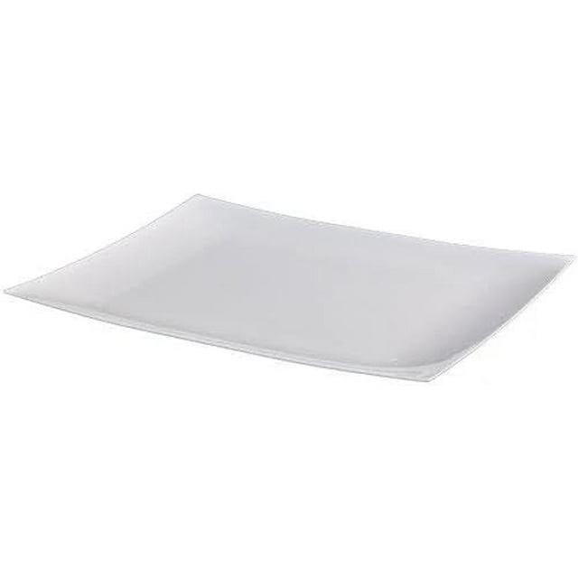 9 inch White Pearl Rectangle Dinner Plate – Elegant Disposable Plastic ...