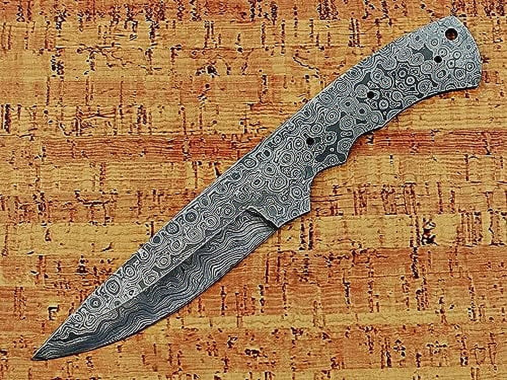 9 inches long drop point blank blade, hand forged Rain drop pattern ...