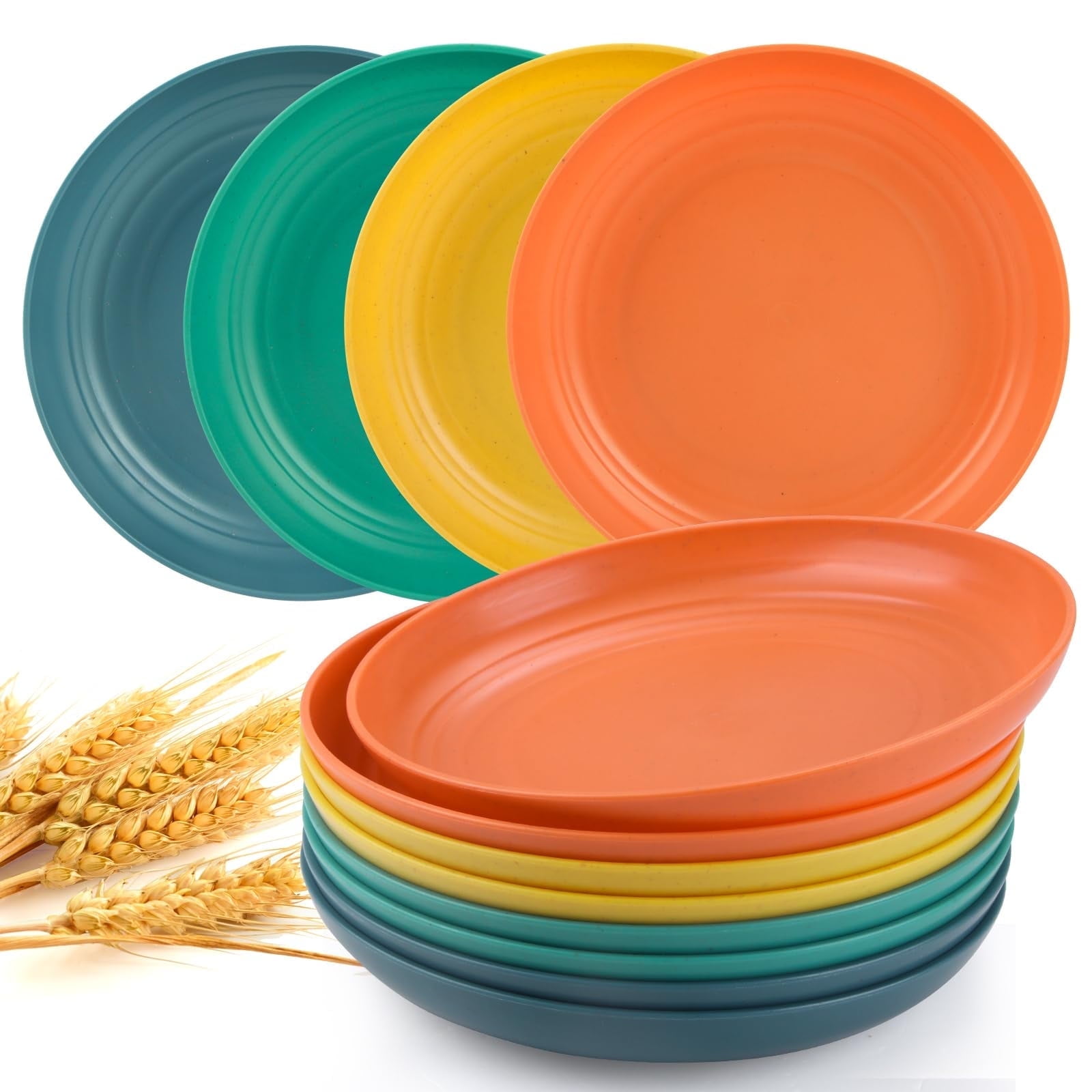 9inch Plastic Plates Reusable Microwave Safe Wheat Straw Plates Deep ...