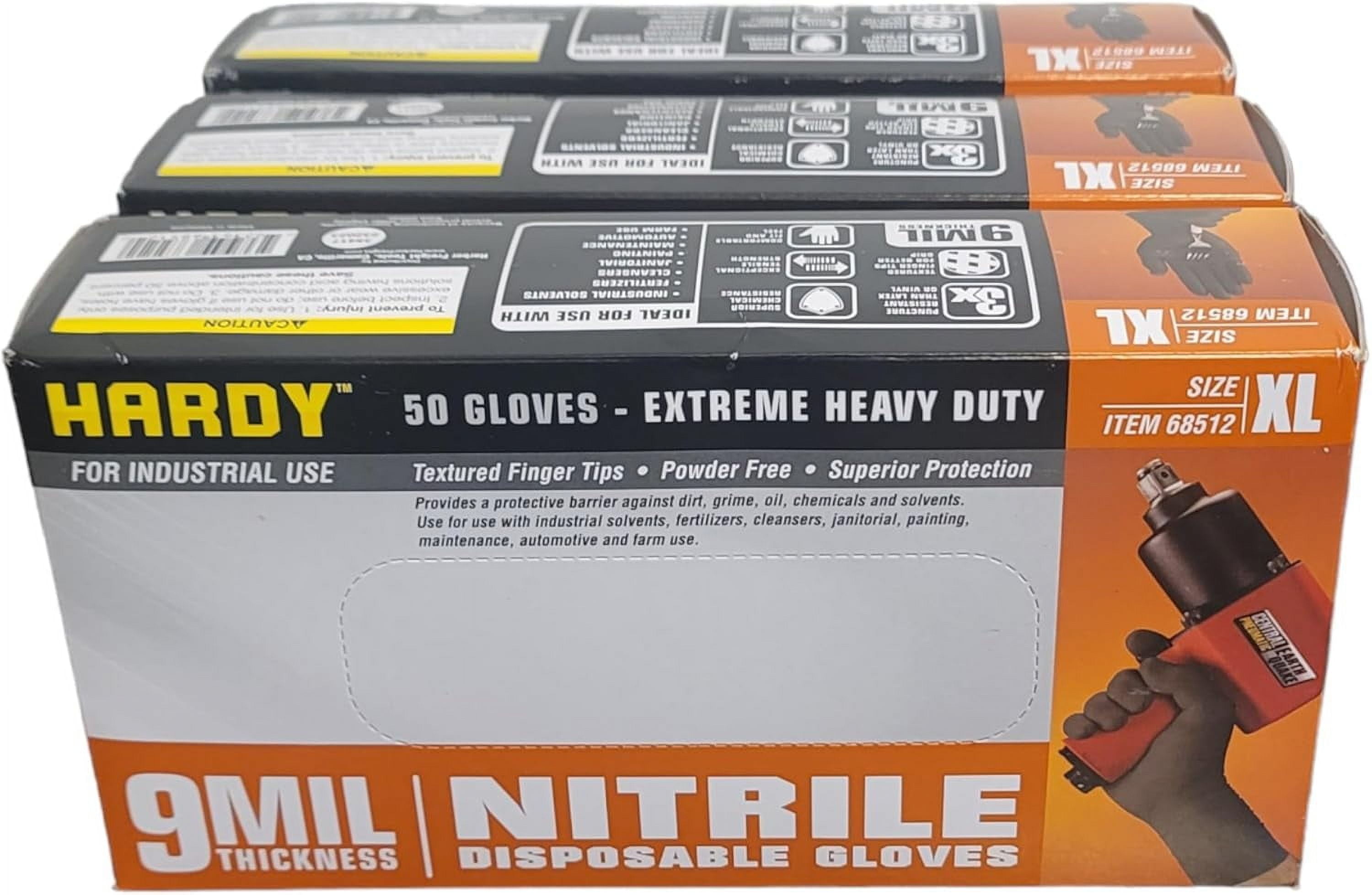 9 mil Nitrile Powder Free Gloves 50 Pc (Extra Large) by Hardy - 3 BOXES ...