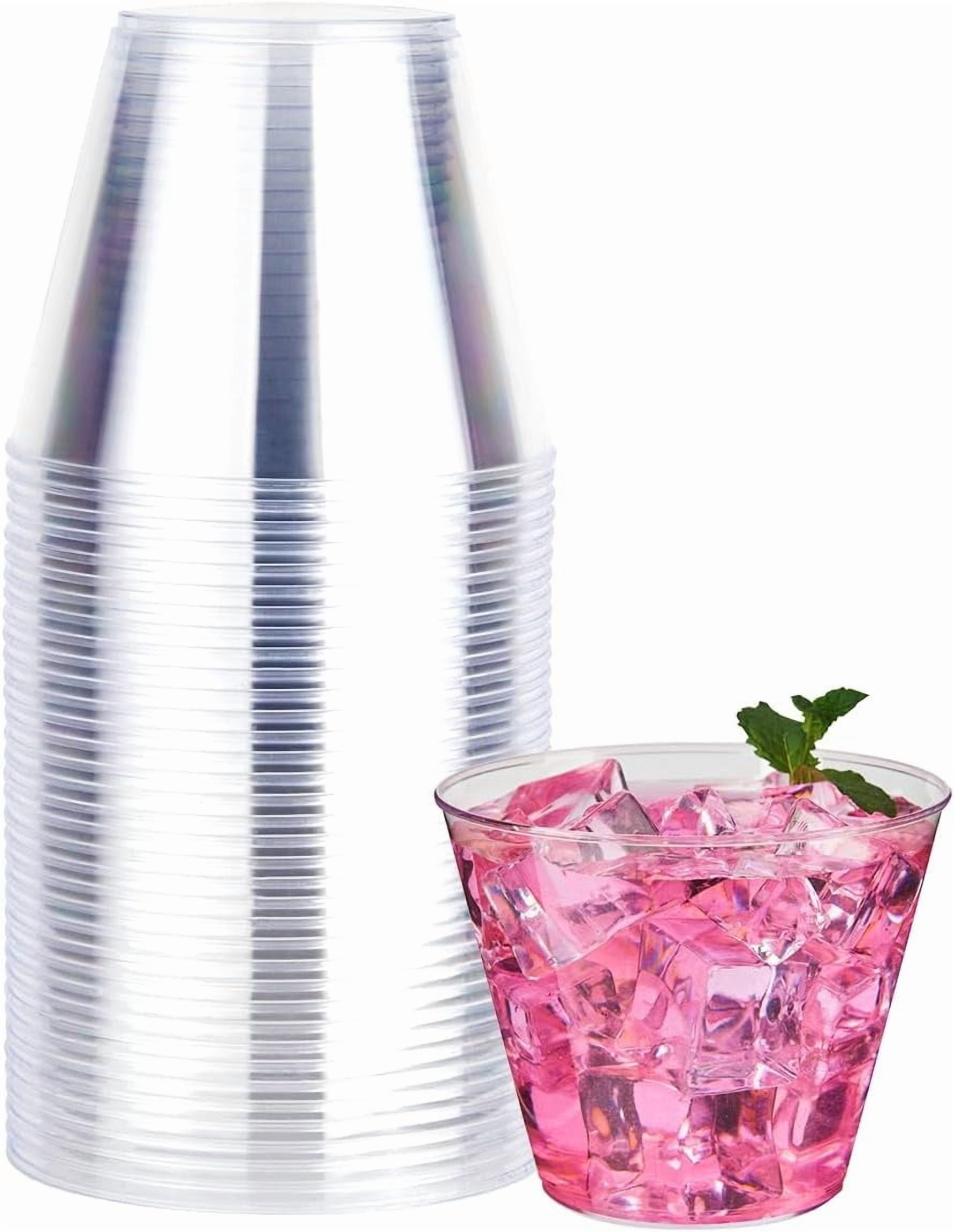 9 oz 50 packs Clear Disposable Plastic Cups, Durable Plastic Cups ...