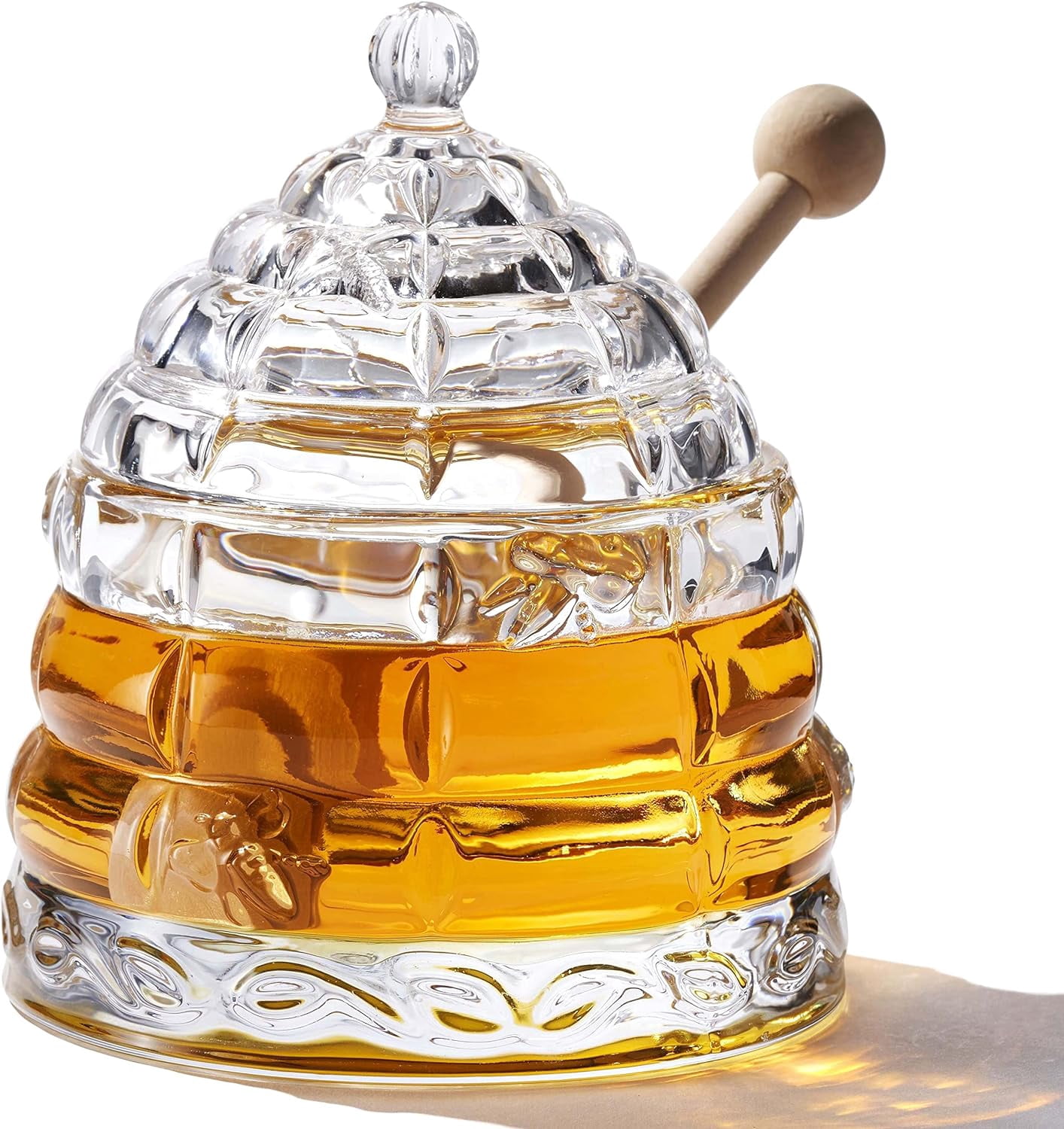 9 oz Beehive Crystal Honey Pot with 2 Dipper Sticks - Elegant Glass ...