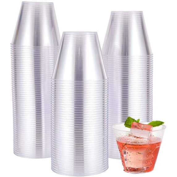 9 oz Clear Disposable Plastic Cups, 100 Pack Clear Plastic Cups ...