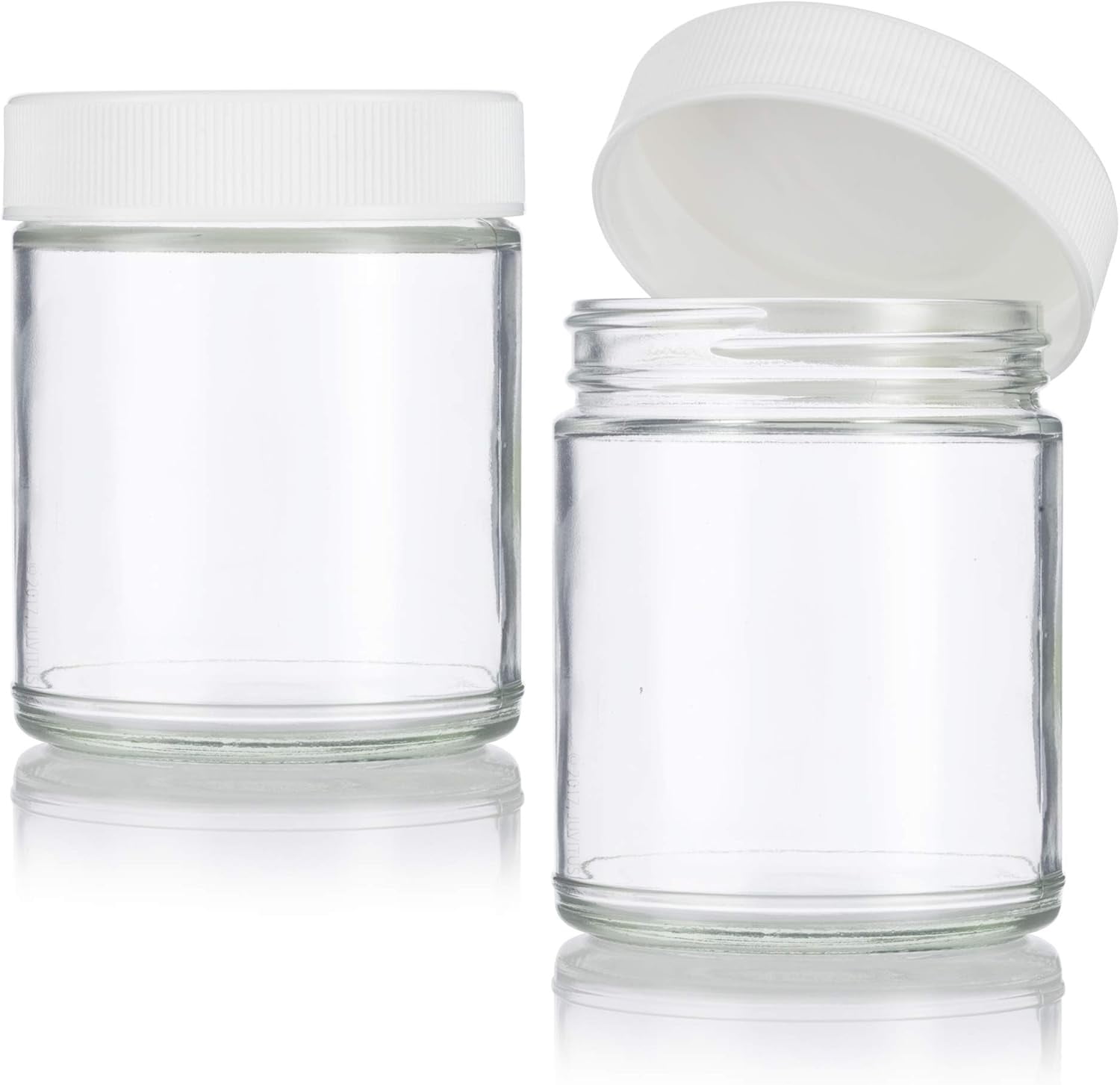 9 oz Clear Glass Straight Sided Jar with Foam Lined Lids (2 Pack ...