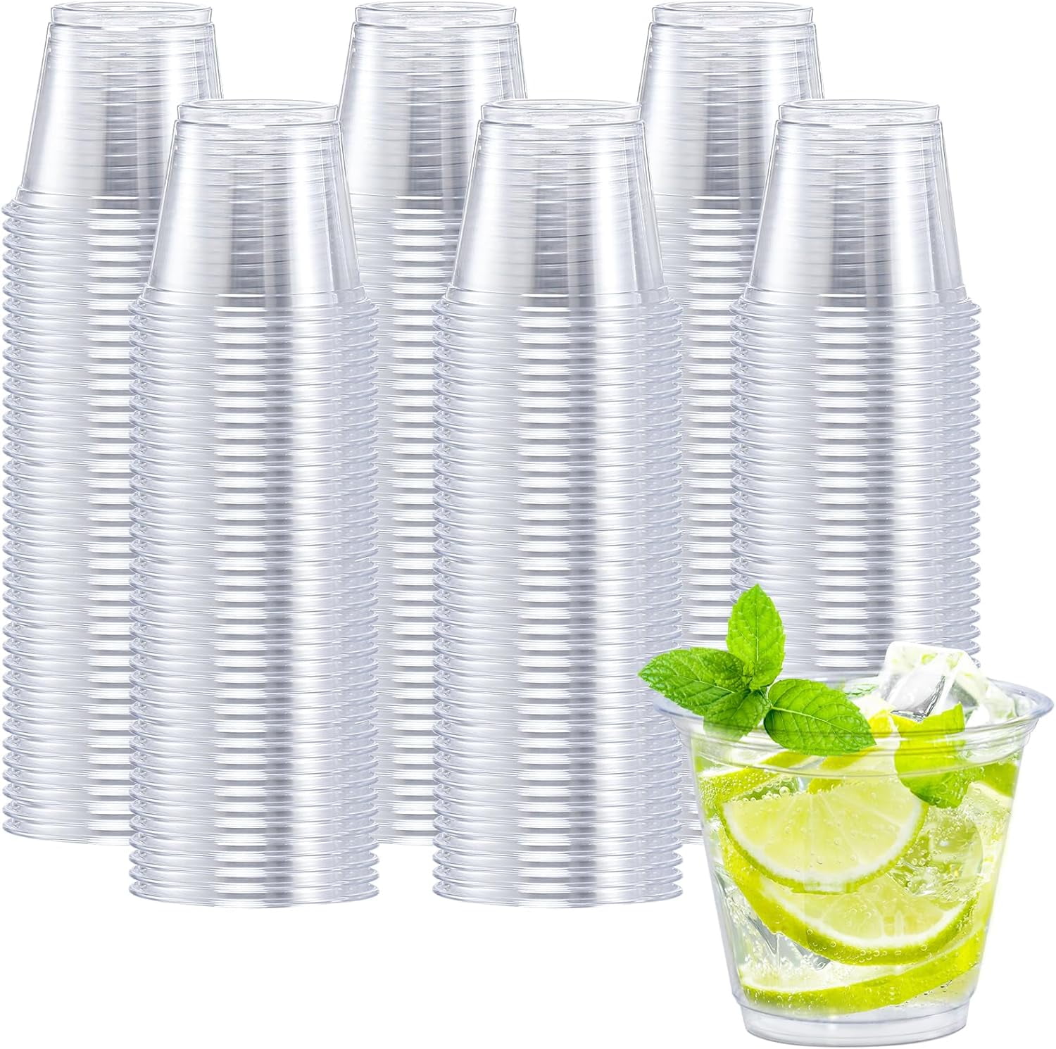 9 oz Clear Plastic Cups, 100 Pack Disposable Party Cups, PET Plastic ...