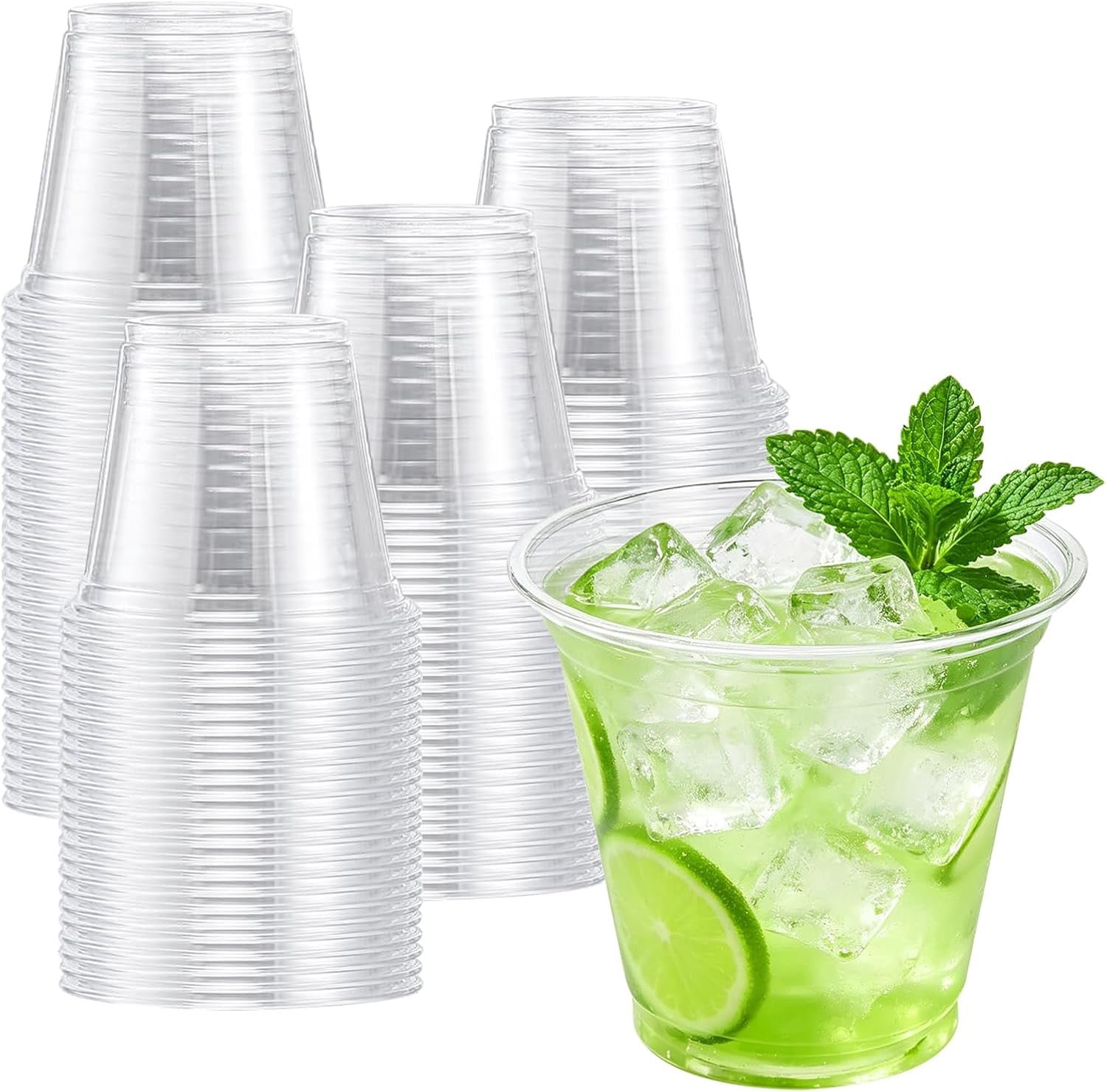 9 oz Clear Plastic Cups 50 Pack, Sturdy & Food Safe Disposable Cups for ...