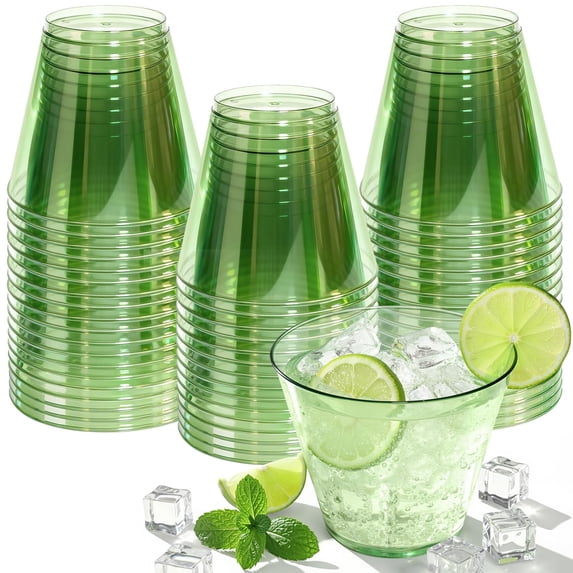 9 oz Clear Plastic Cups Blue Plastic Disposable Cups for Cocktail 50 ...