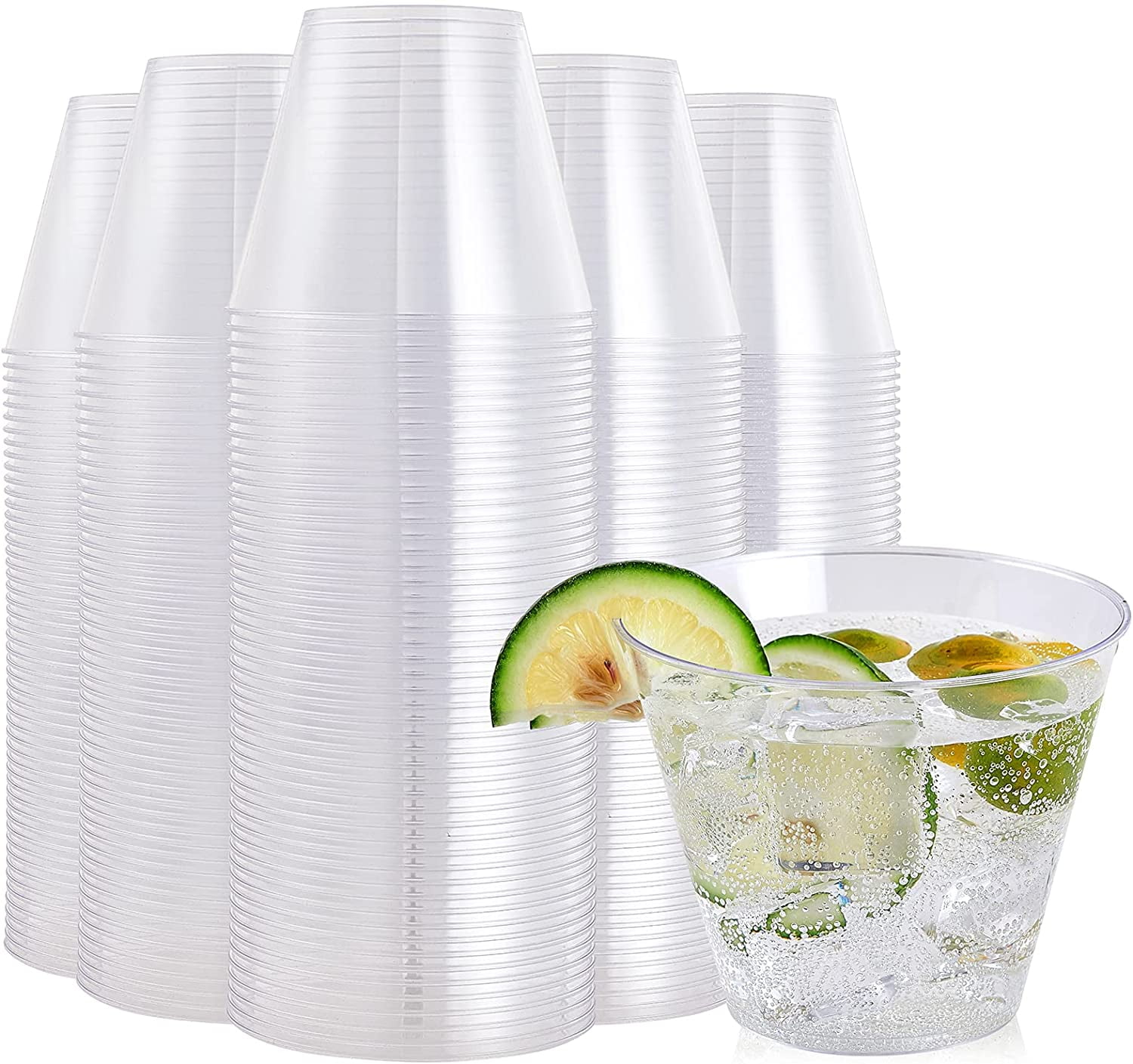 9 oz Clear Plastic Cups, Disposable Heavy Duty Hard Plastic Cups ...