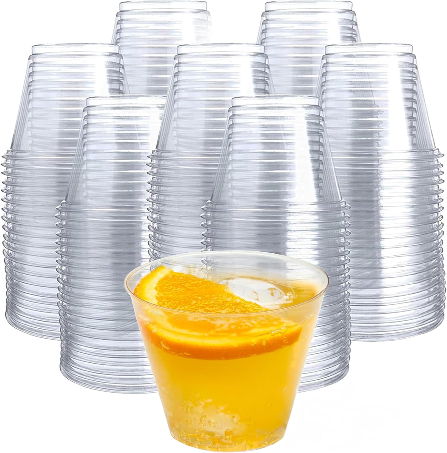 9 oz Clear Plastic Cups - Durable Disposable Plastic Wine Glasses for ...