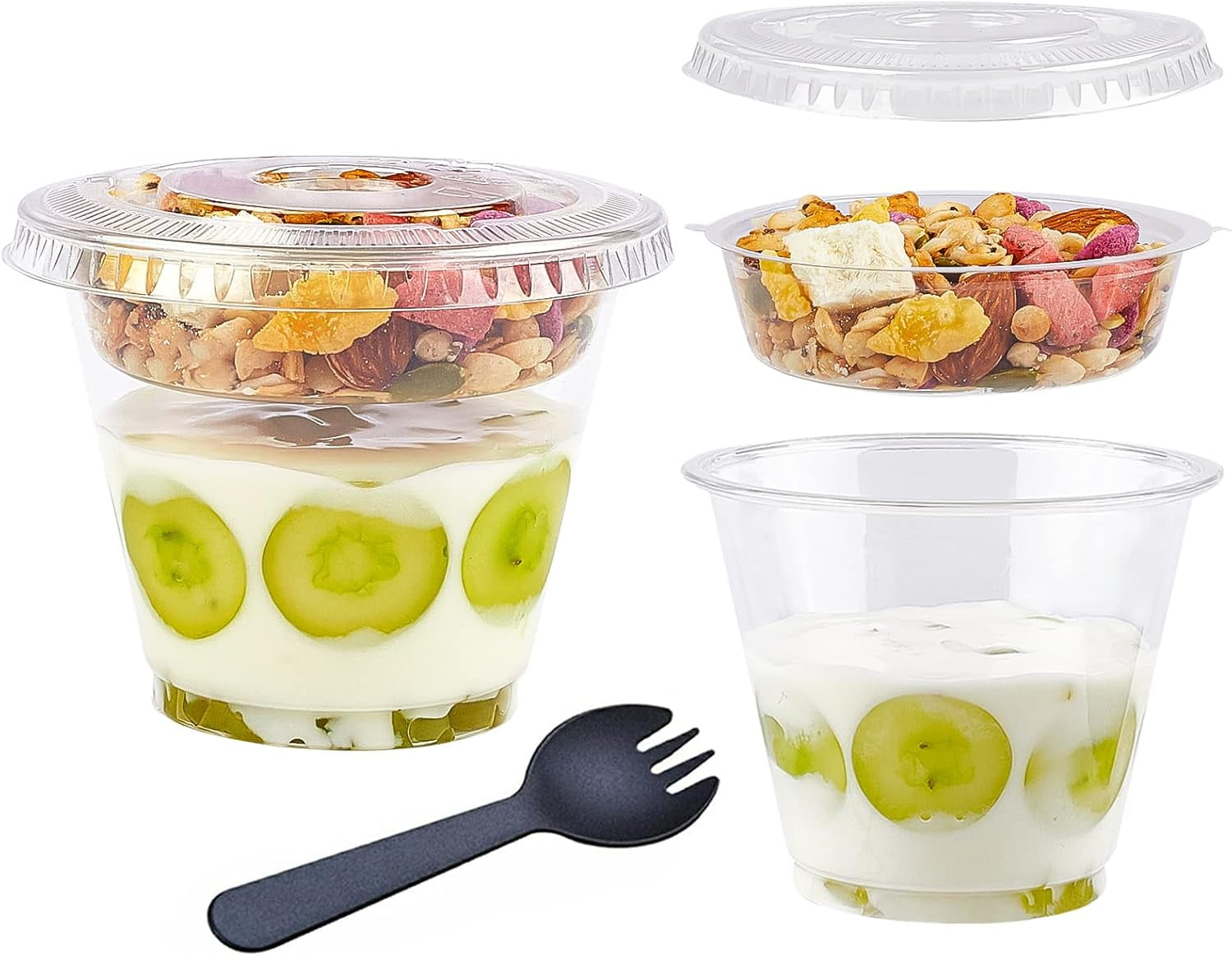 9 oz Clear Plastic Yogurt Parfait Cups with Lids Disposable To Go ...