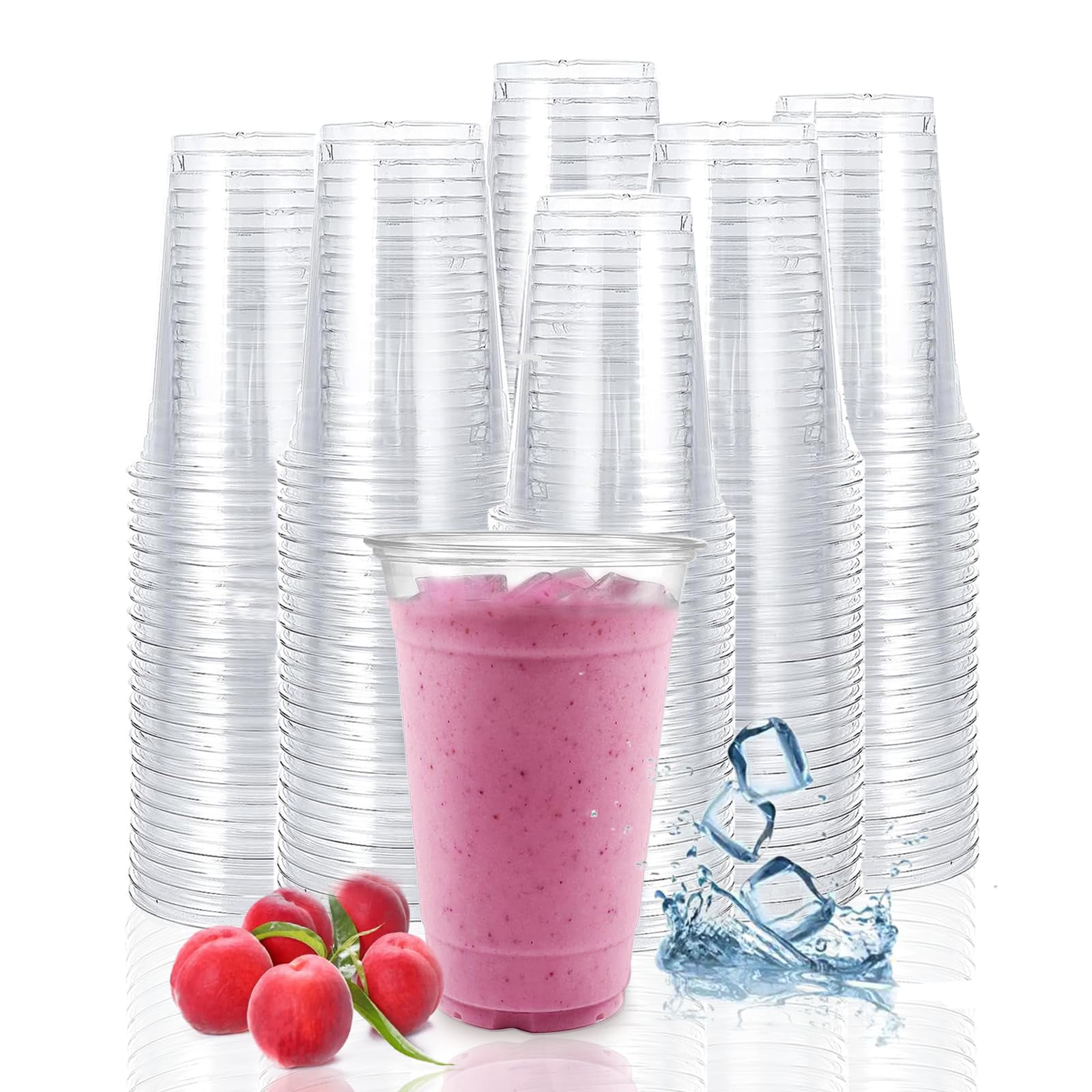 9 oz Disposable Plastic Cups 100 Count Crystal Clear Party Cups Durable ...