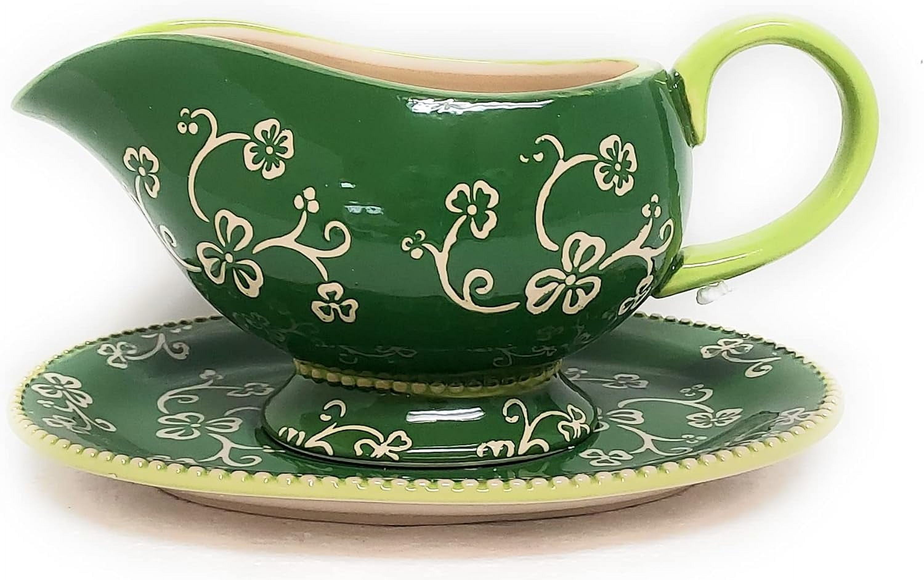 9 oz /Gravy Boat and Under Plate (Floral Lace Shamrock) - Walmart.com