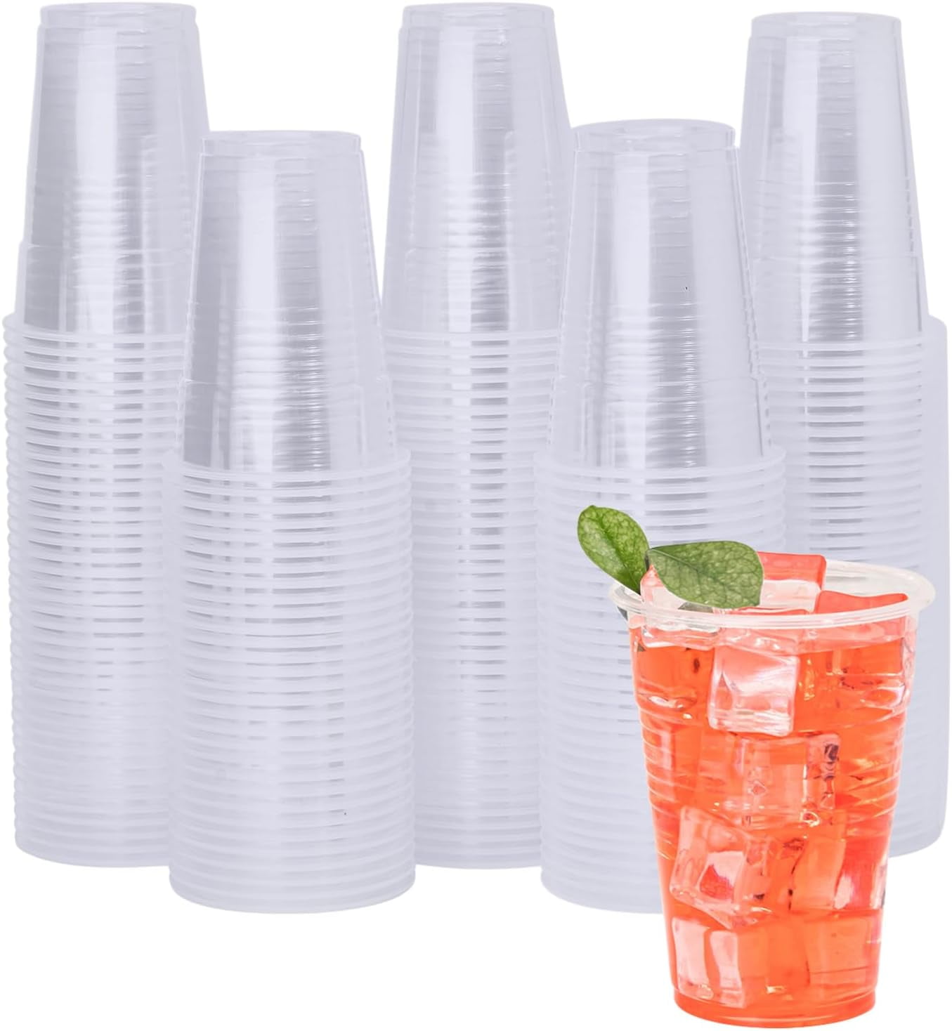 9 oz Plastic Cups, 500 Pack - Clear Disposable Drinking Water Cups for ...