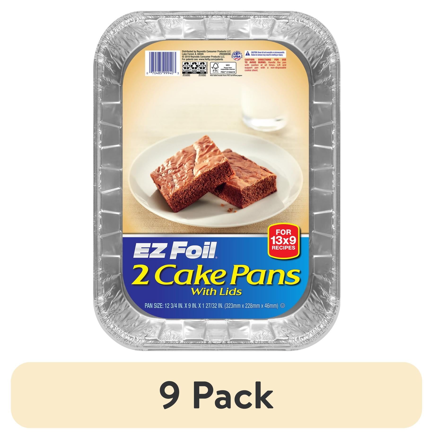 (9 pack) EZ Foil Cake Pans with Lids, 13 x 9 Inch, 2 Count - Walmart.com