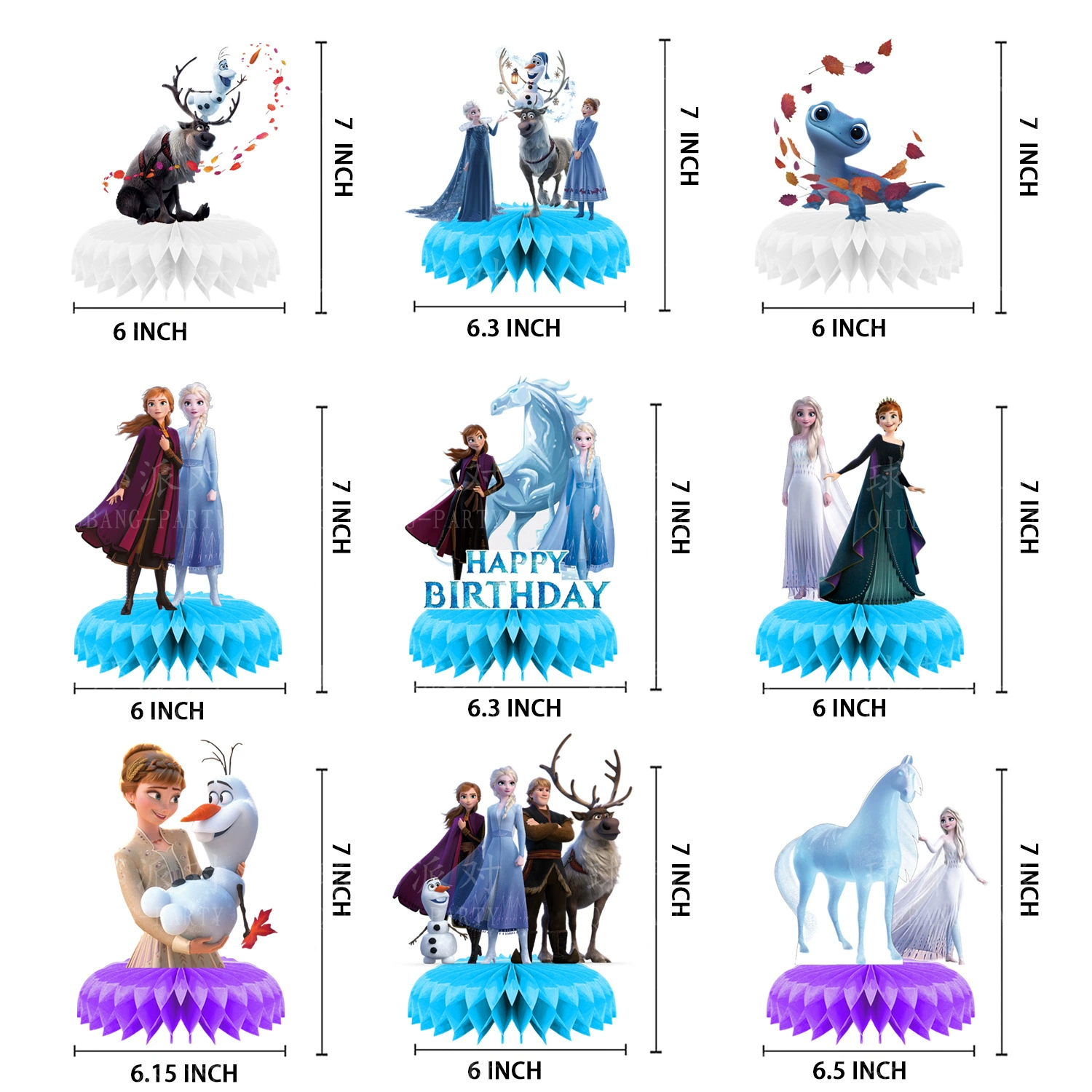 9 pack Elsa Princess Party Honeycomb Centerpiece Table Decorations ...