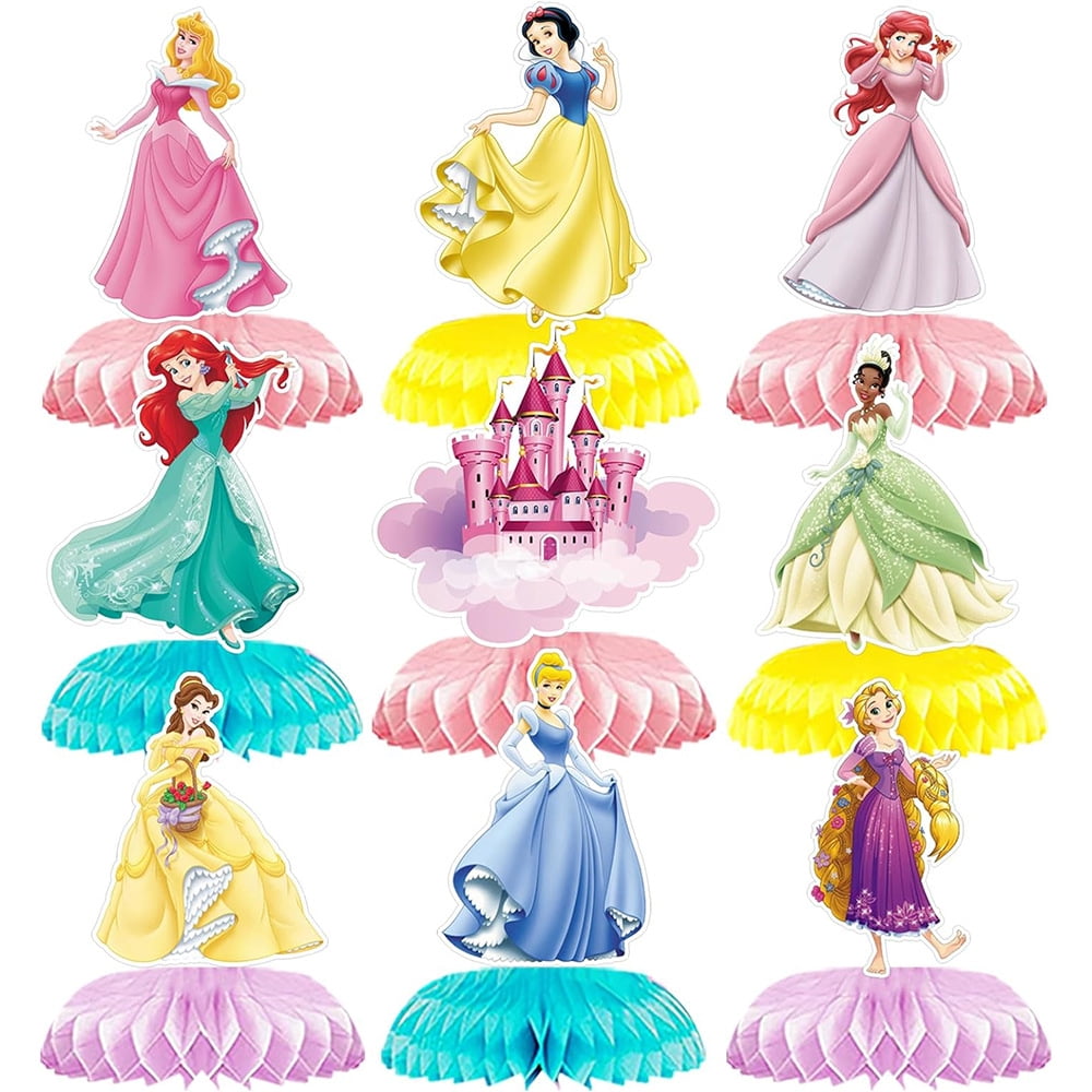 9 pack Princess Party Honeycomb Centerpiece Table Decorations Birthday ...