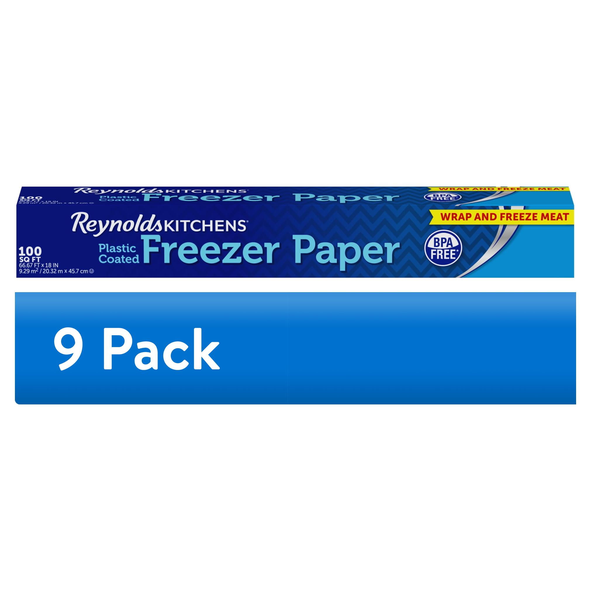 (9 pack) Reynolds Kitchens Plastic-Coated Freezer Paper, 100 Square ...