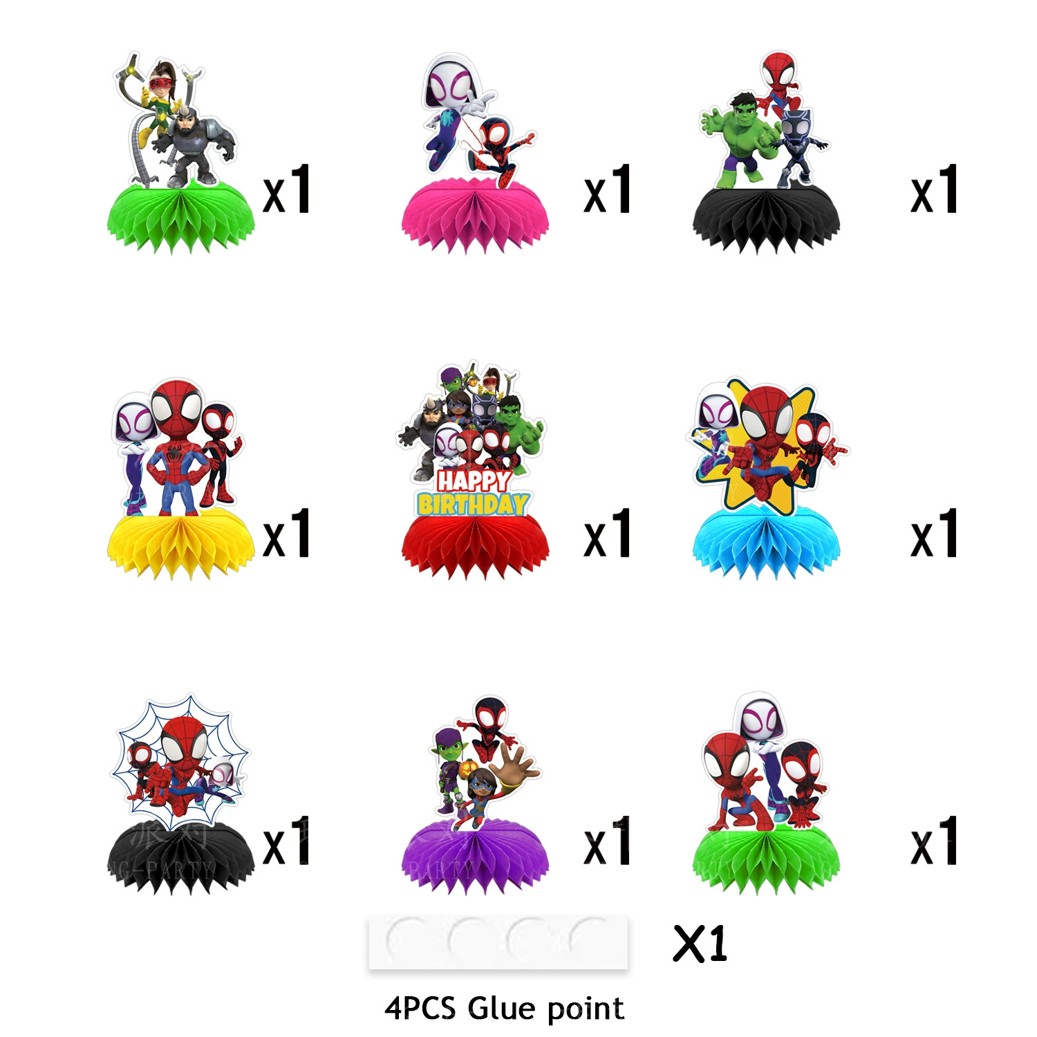 9 pack Spider Man Party Honeycomb Centerpiece Table Decorations ...