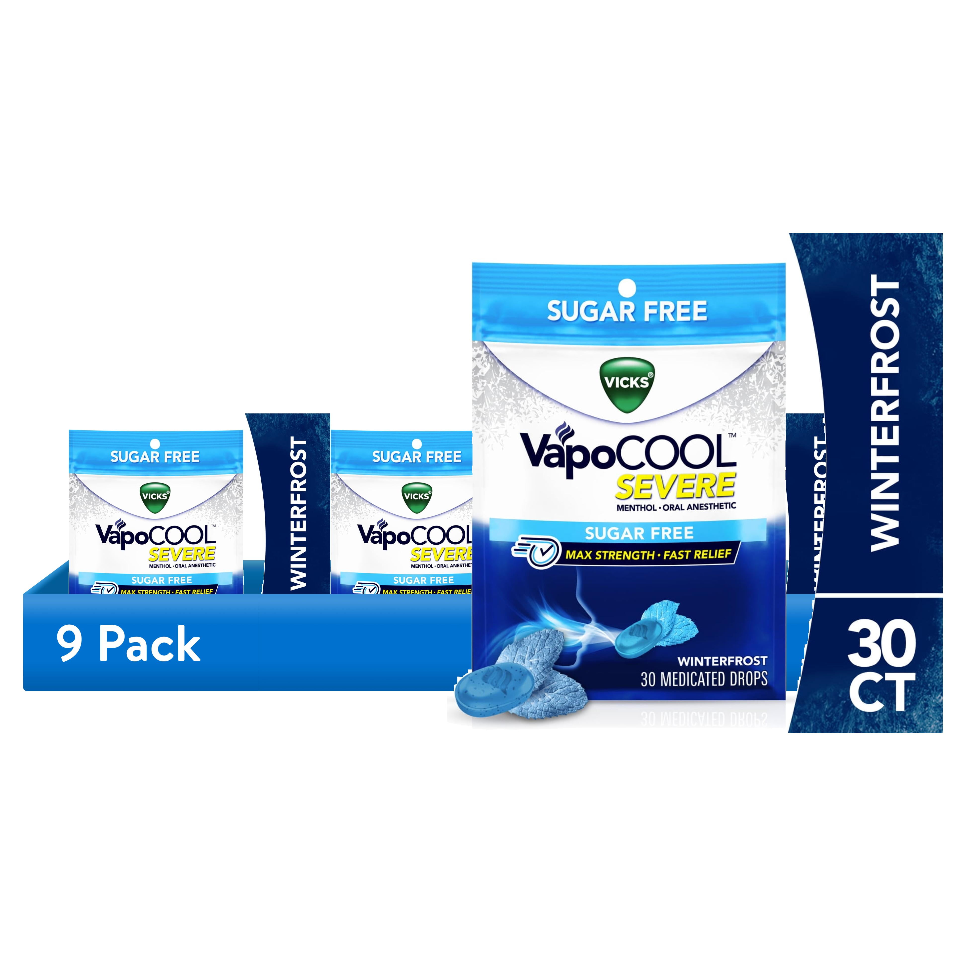 (9 pack) Vicks VapoCOOL SEVERE Max Strength* Menthol Cough Drop ...