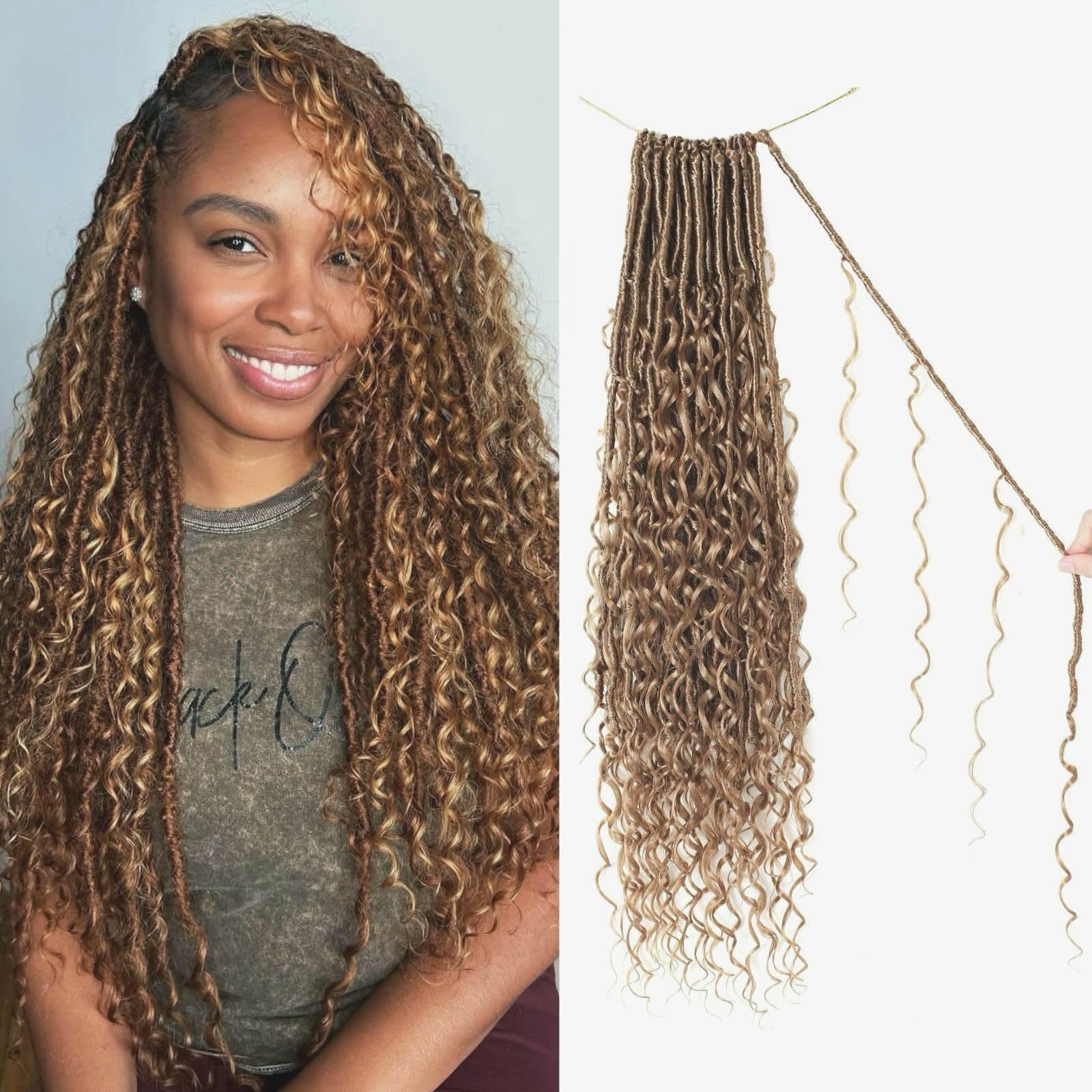 9 packs Boho Faux Locs Crochet Hair, 24 Inch, Honey Blonde Pre Looped ...