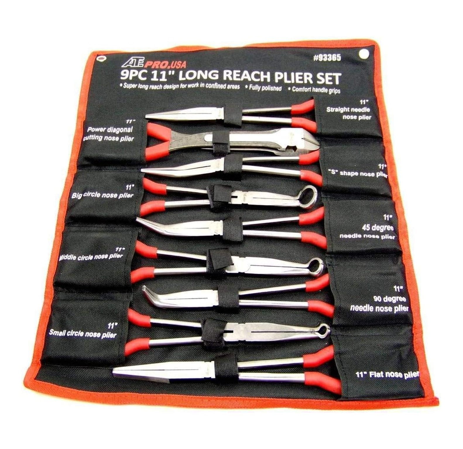 9 pc 11" Long Nose Plier Set Long Reach Circle Bent Needle Nose ...
