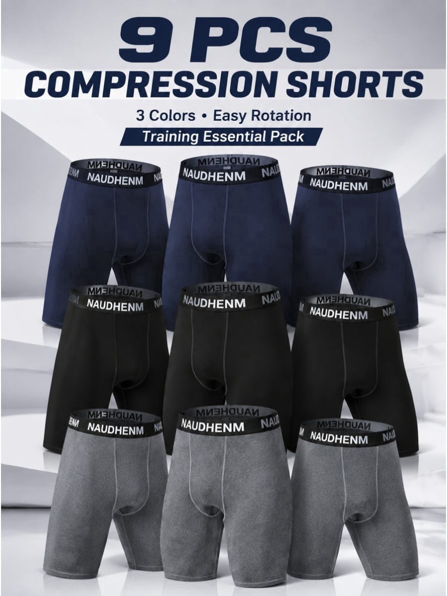 9-pc Men'S Compression Shorts, Performance Sport Boxer Briefs, Moisture ...