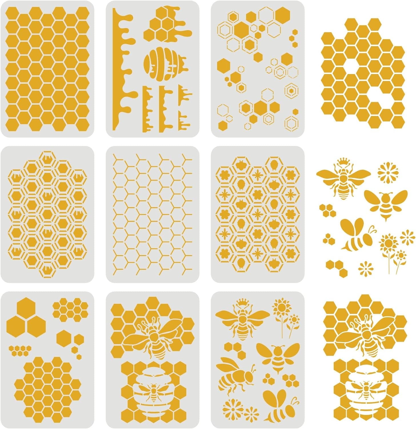 9 pcs Honeycomb Stencils Set 11.7x8.3inch Bee Stencils for Painting ...