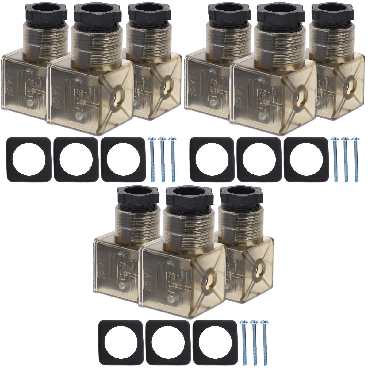 9 pcs Solenoid Valves Connector Professional 3 Prong Connector Plug ...
