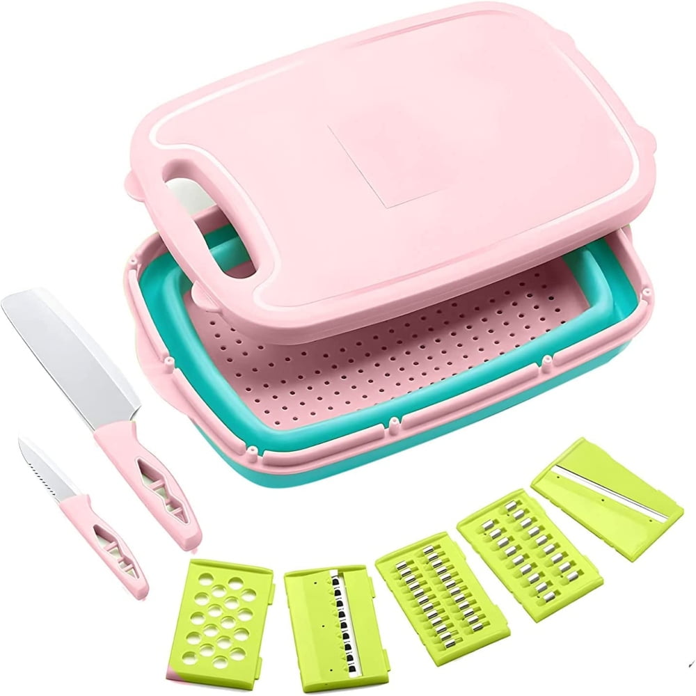 9-piece Set Plastic Collapsible Chopping Board With Silicone Colander ...