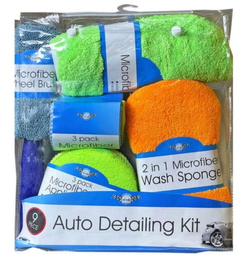 9 piece microfiber car cleaning kit (Available in a pack of 2 ...