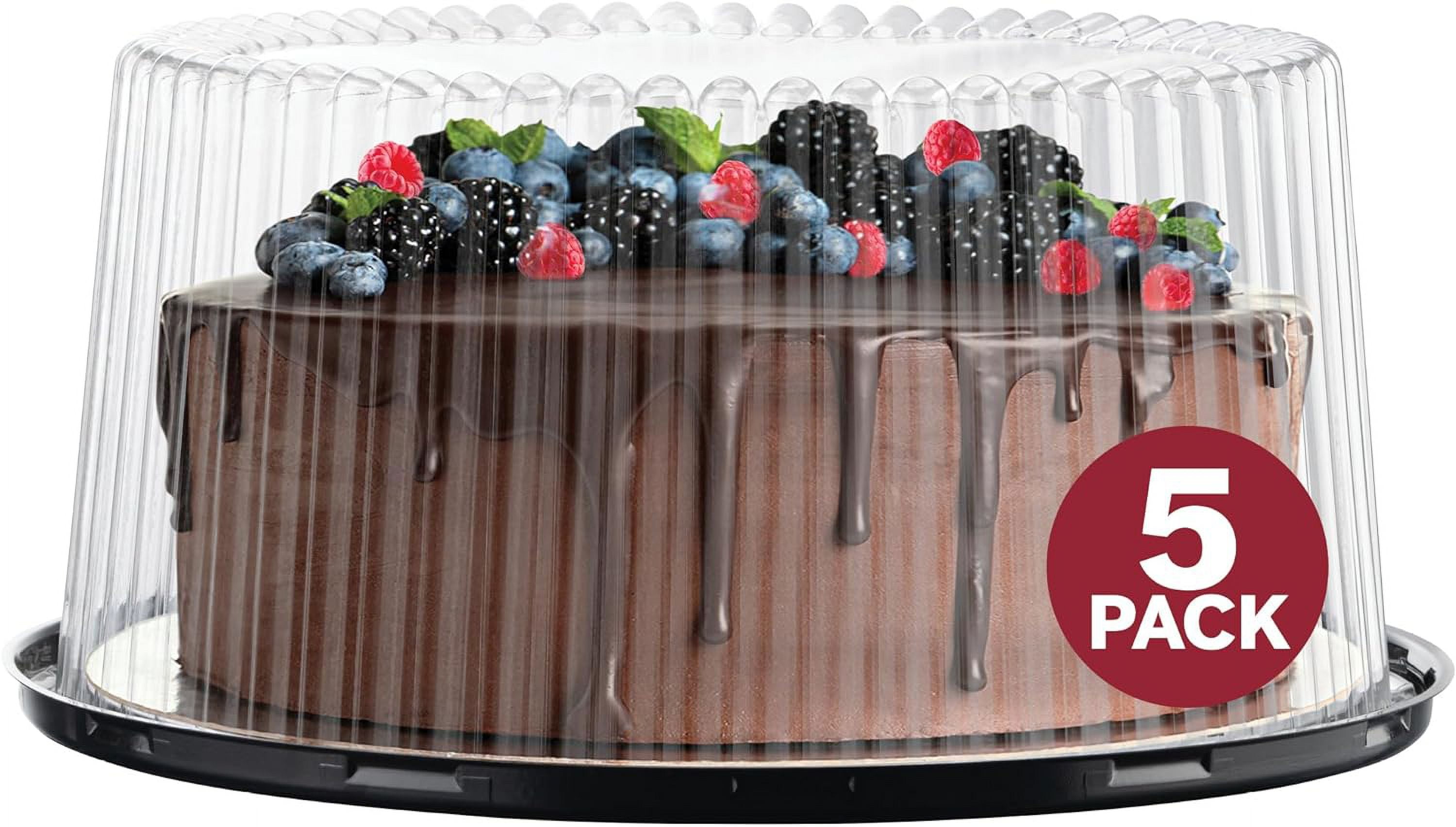 9" Plastic Disposable Cake Containers Carriers with Dome Lids and Cake ...