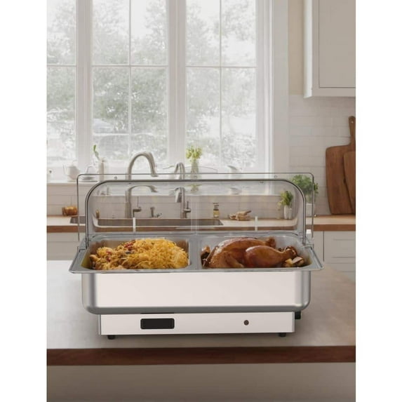 9 qt. and 2 x 4.5 qt. Food Pan Silver Stainless Steel Electric Chafing ...