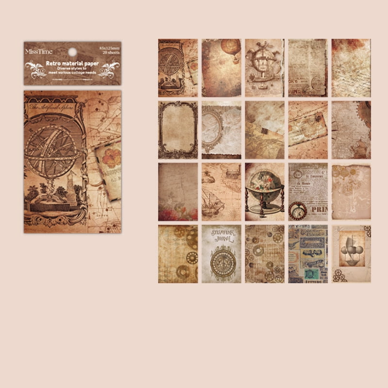 9 set 40 Sheets 20 styles Vintage Scrapbook Paper Pads for DIY Album ...