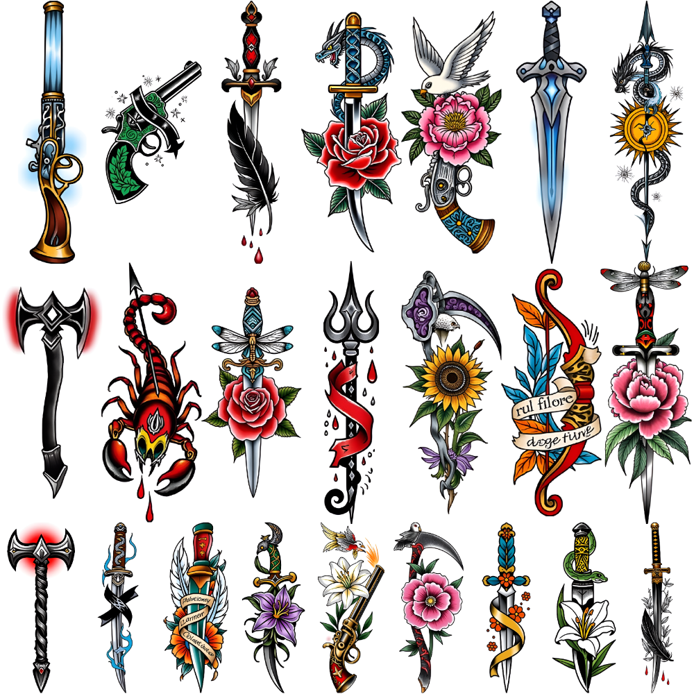 9 sheets temporary tattoo stickers, waterproof long-lasting body ...