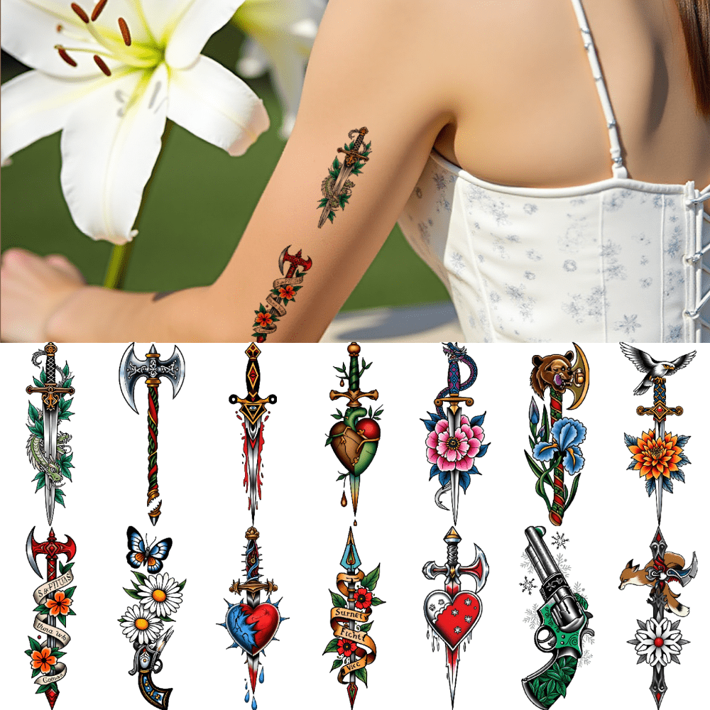 9 sheets temporary tattoo stickers, waterproof long lasting body ...