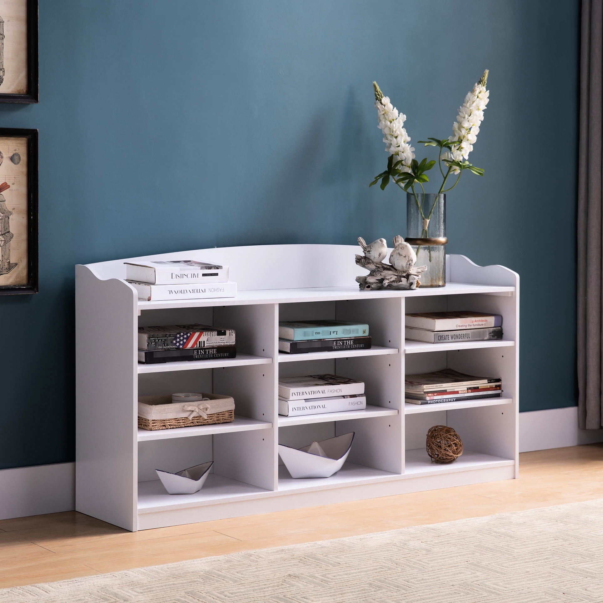 9-shelf White Shoe Storage Unit - Entryway Organizer Holds 18 Pairs Of ...