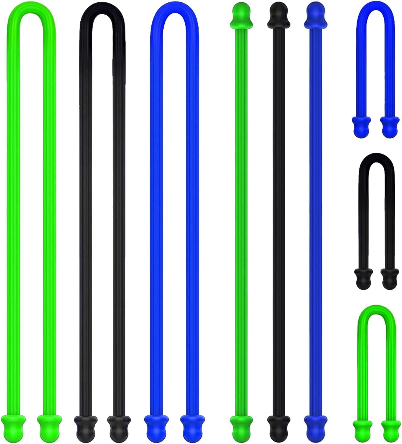 9 silicone twist ties, steel core rubber twist tie set, for cable, wire ...