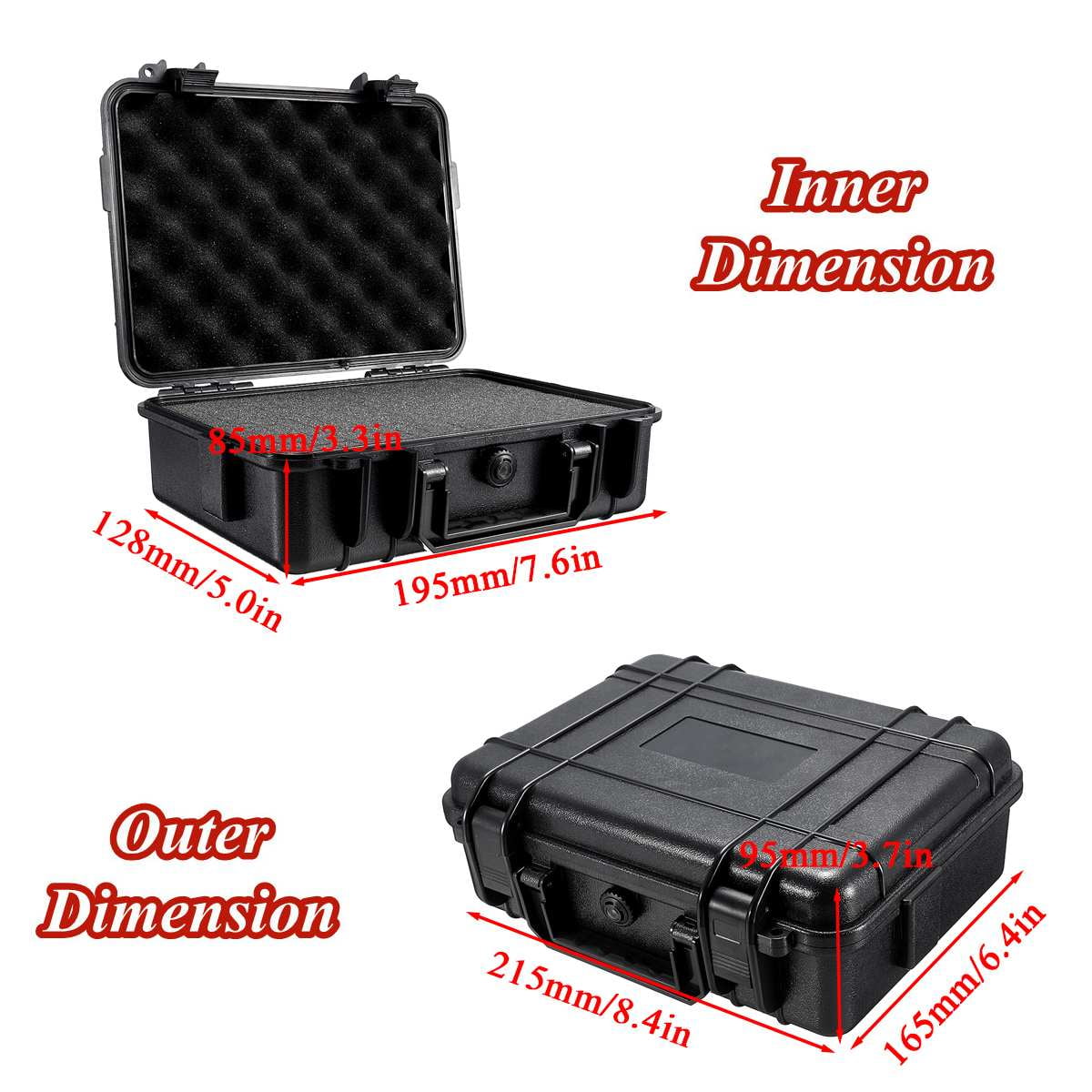 9 sizes tool box ABS plastic hard carry case safety equipment ...